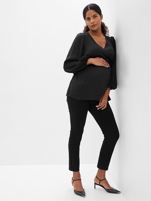 Maternity Satin Wrap Top | Gap