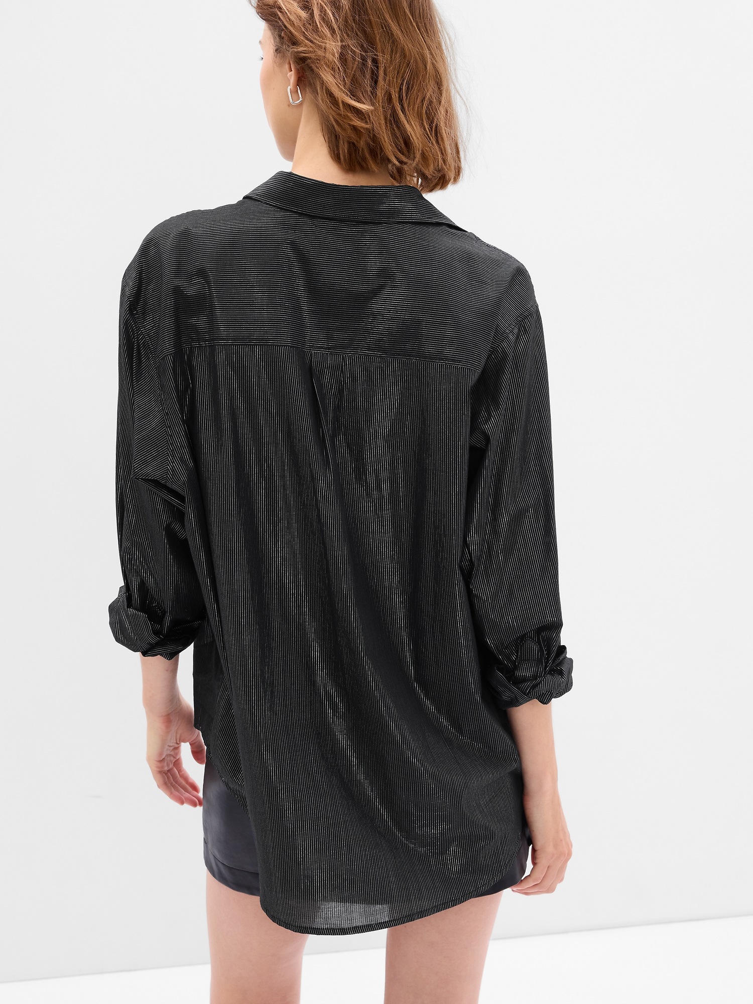 Metallic Stripe Big Shirt | Gap