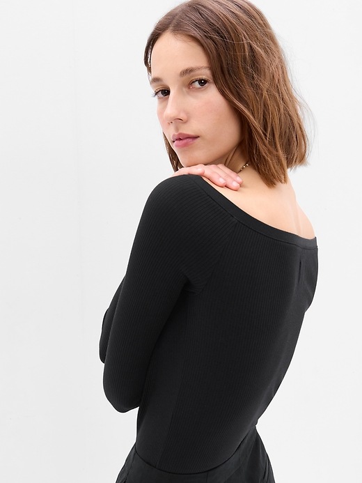 Off-Shoulder Rib Bodysuit | Gap