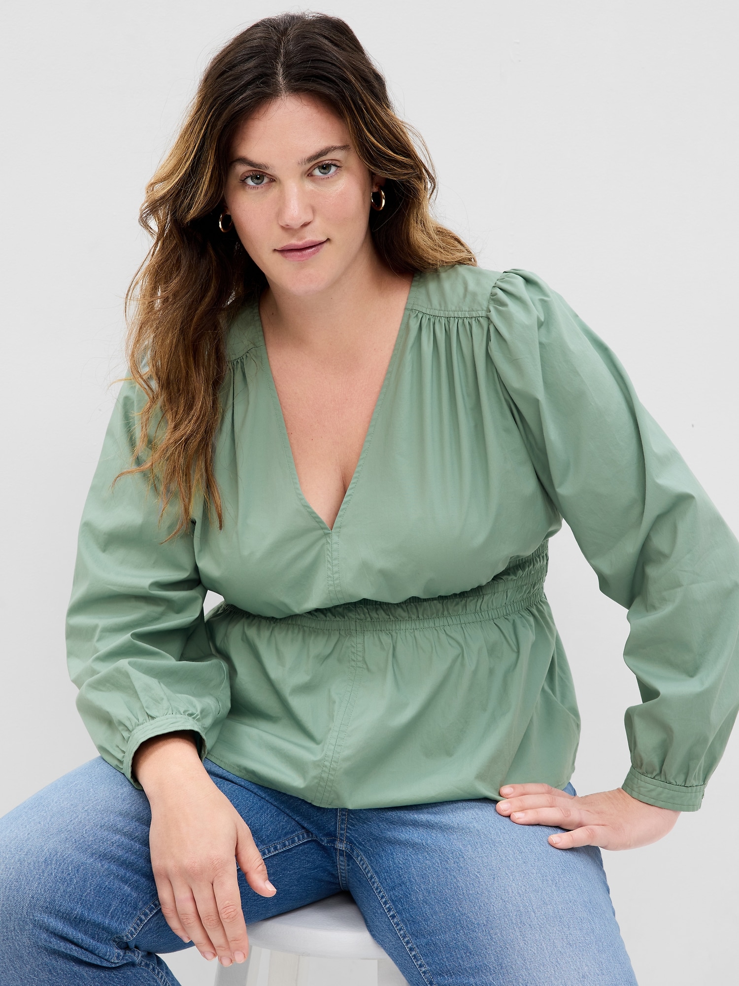 Puff Sleeve Peplum Top | Gap