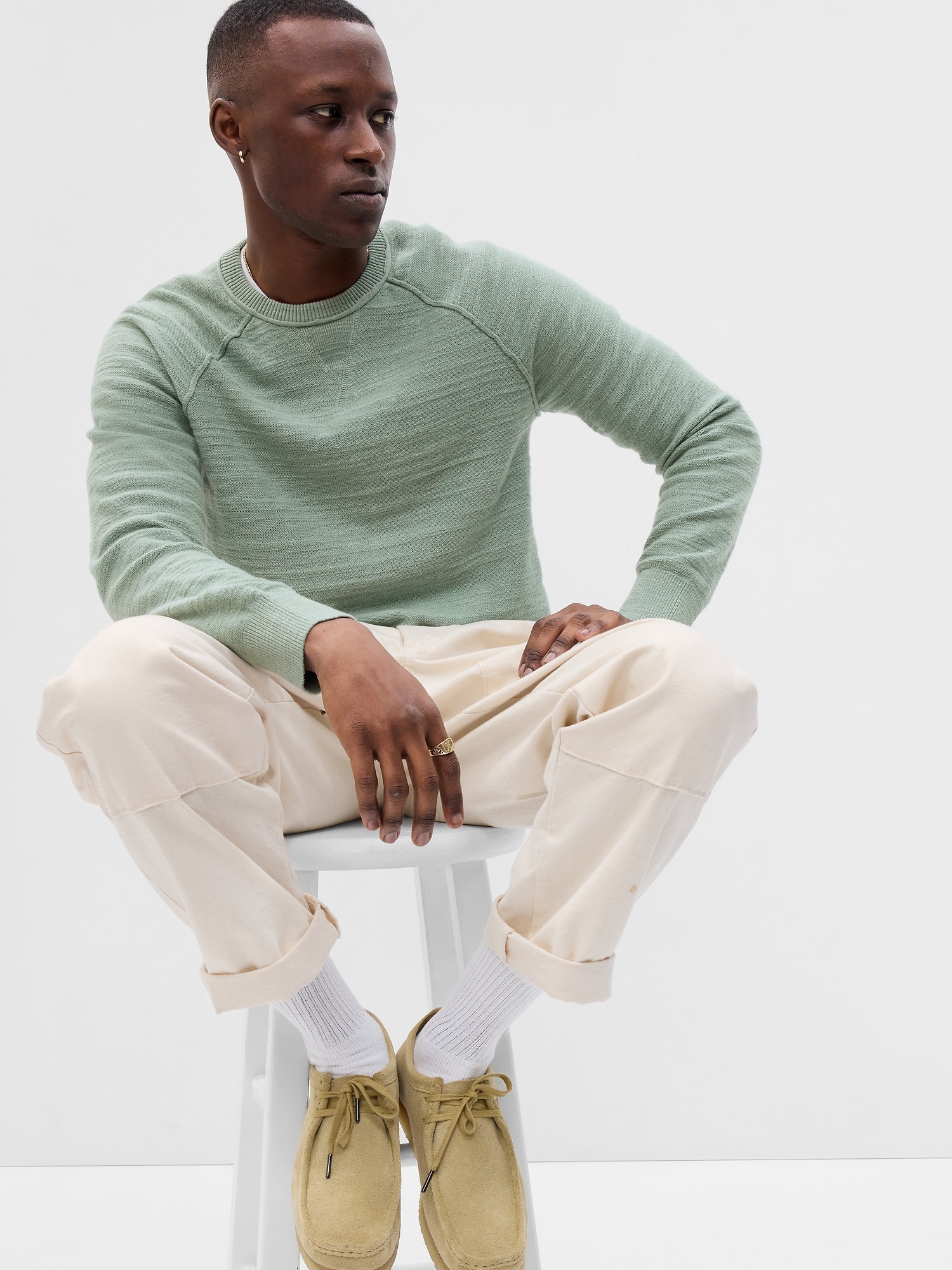 Slub Cotton Raglan Crewneck Sweater | Gap