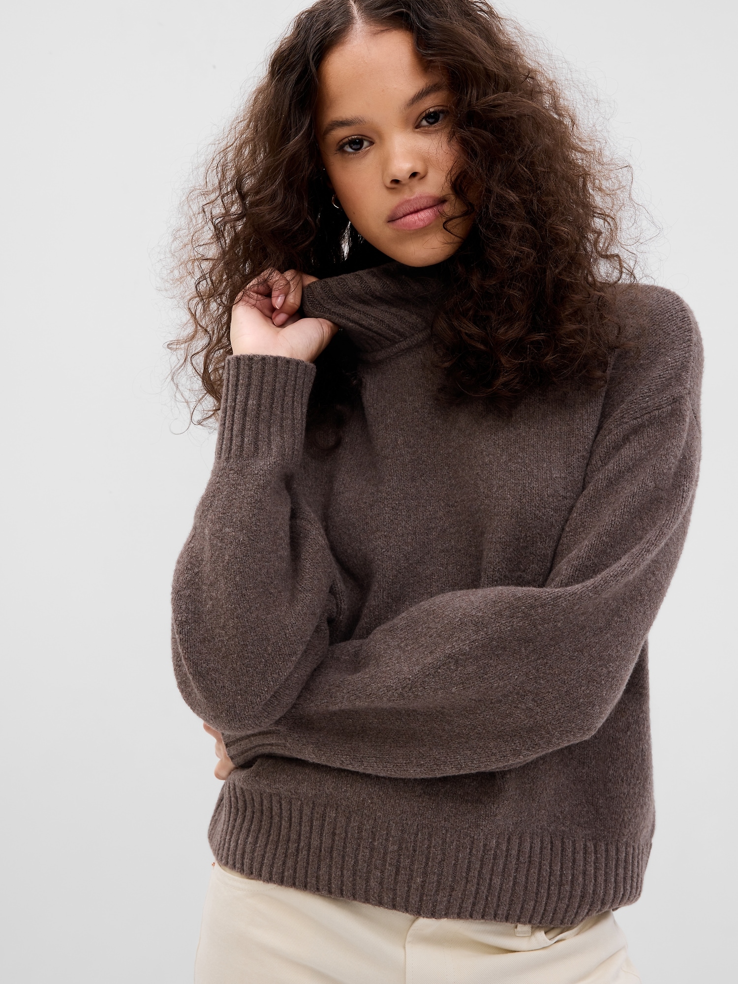 CashSoft Mockneck Puff Cuff Sweater | Gap