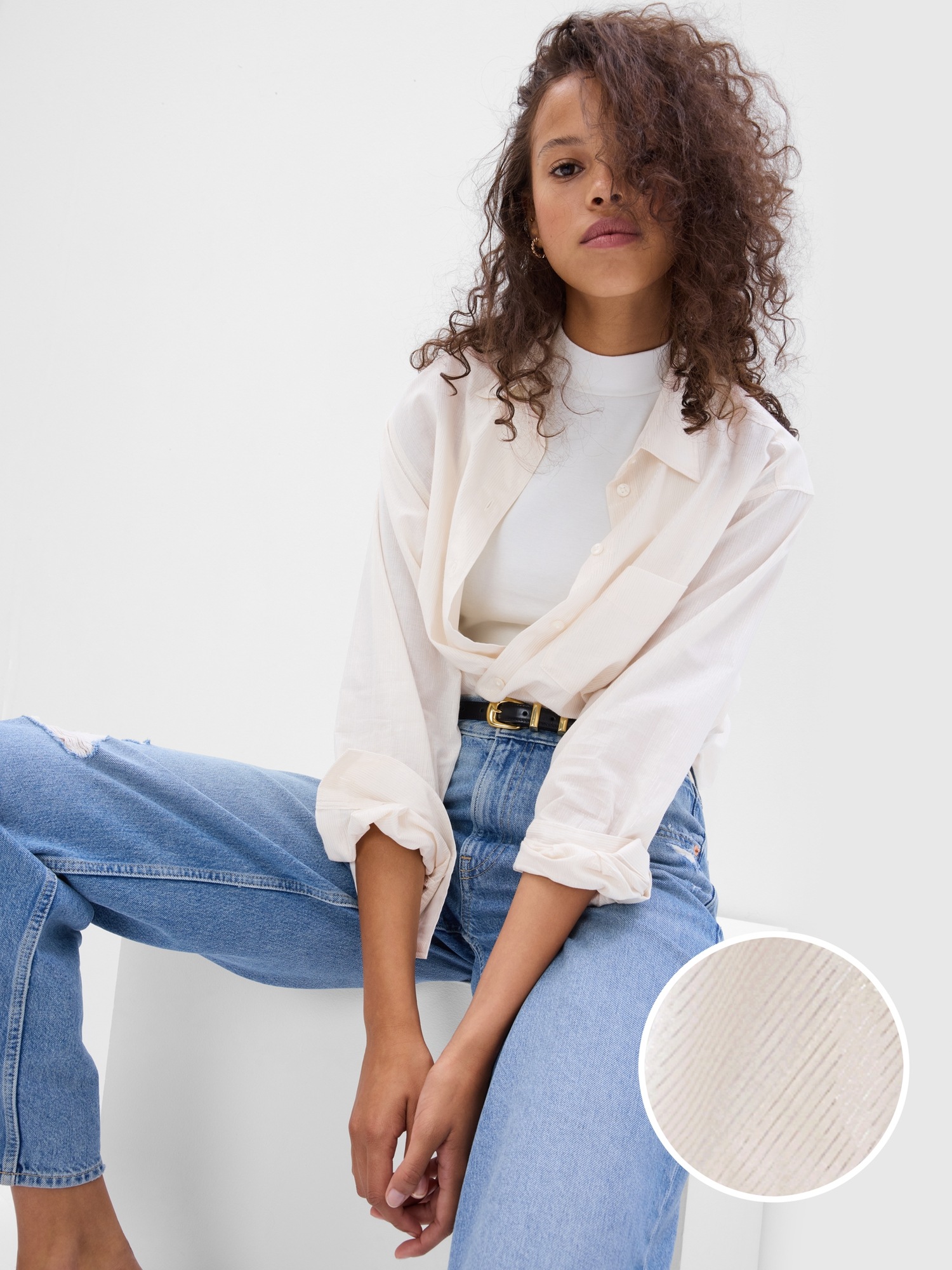 Metallic Stripe Big Shirt | Gap
