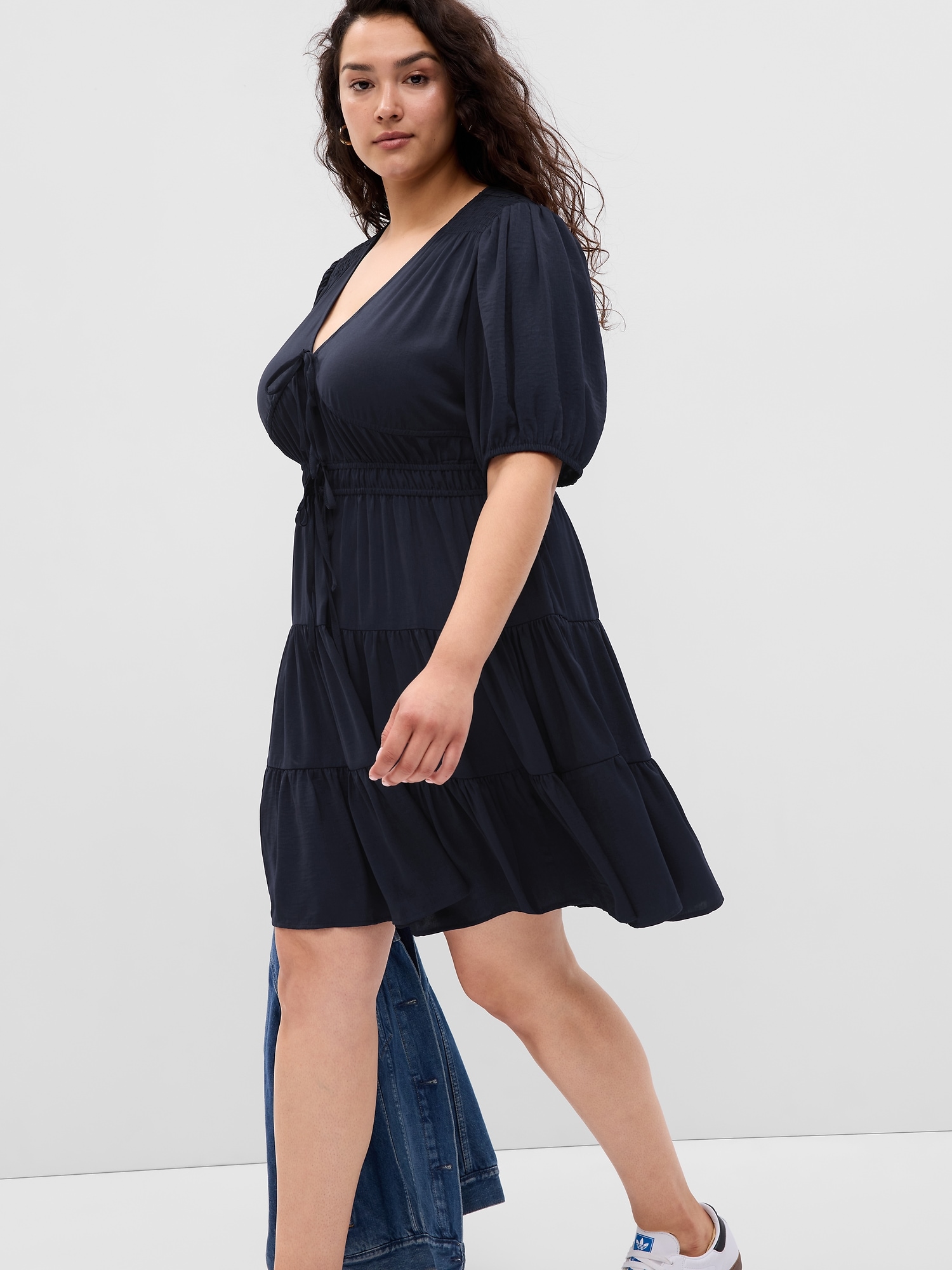 Tie-Front Tiered Mini Dress | Gap