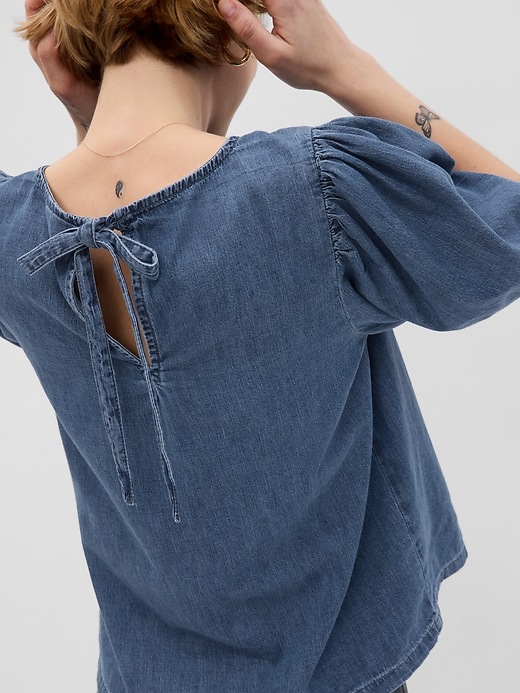 Puff Sleeve Denim Top with Washwell | Gap