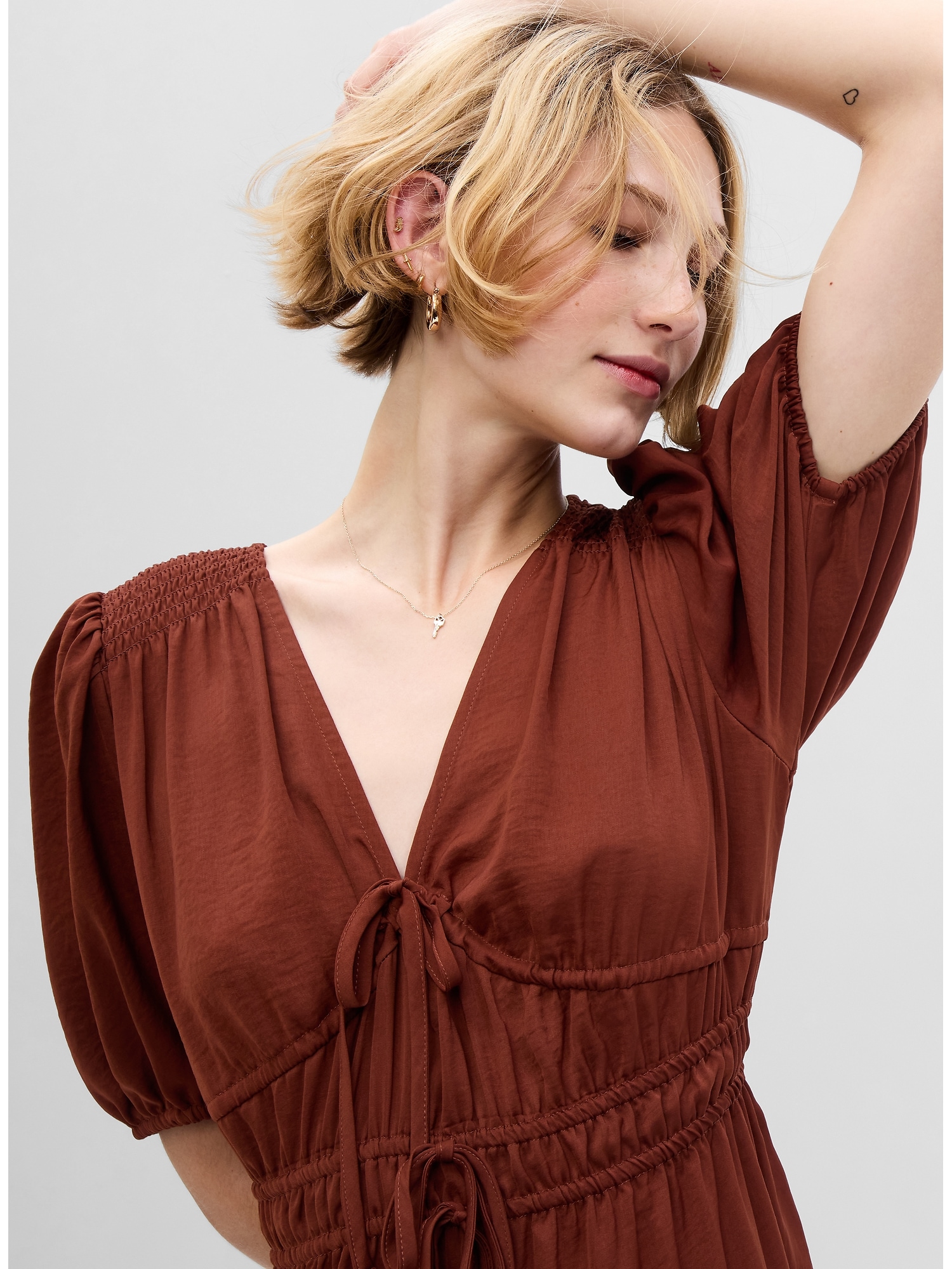 Tie-Front Tiered Mini Dress | Gap