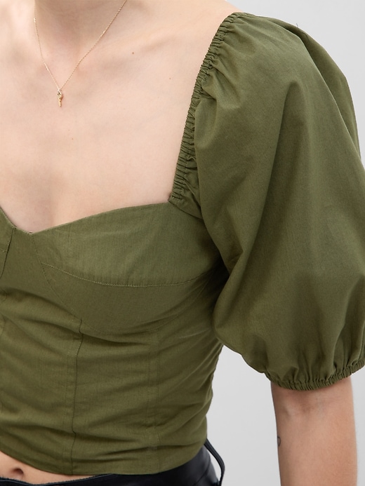 Puff Sleeve Sweetheart Crop Top | Gap