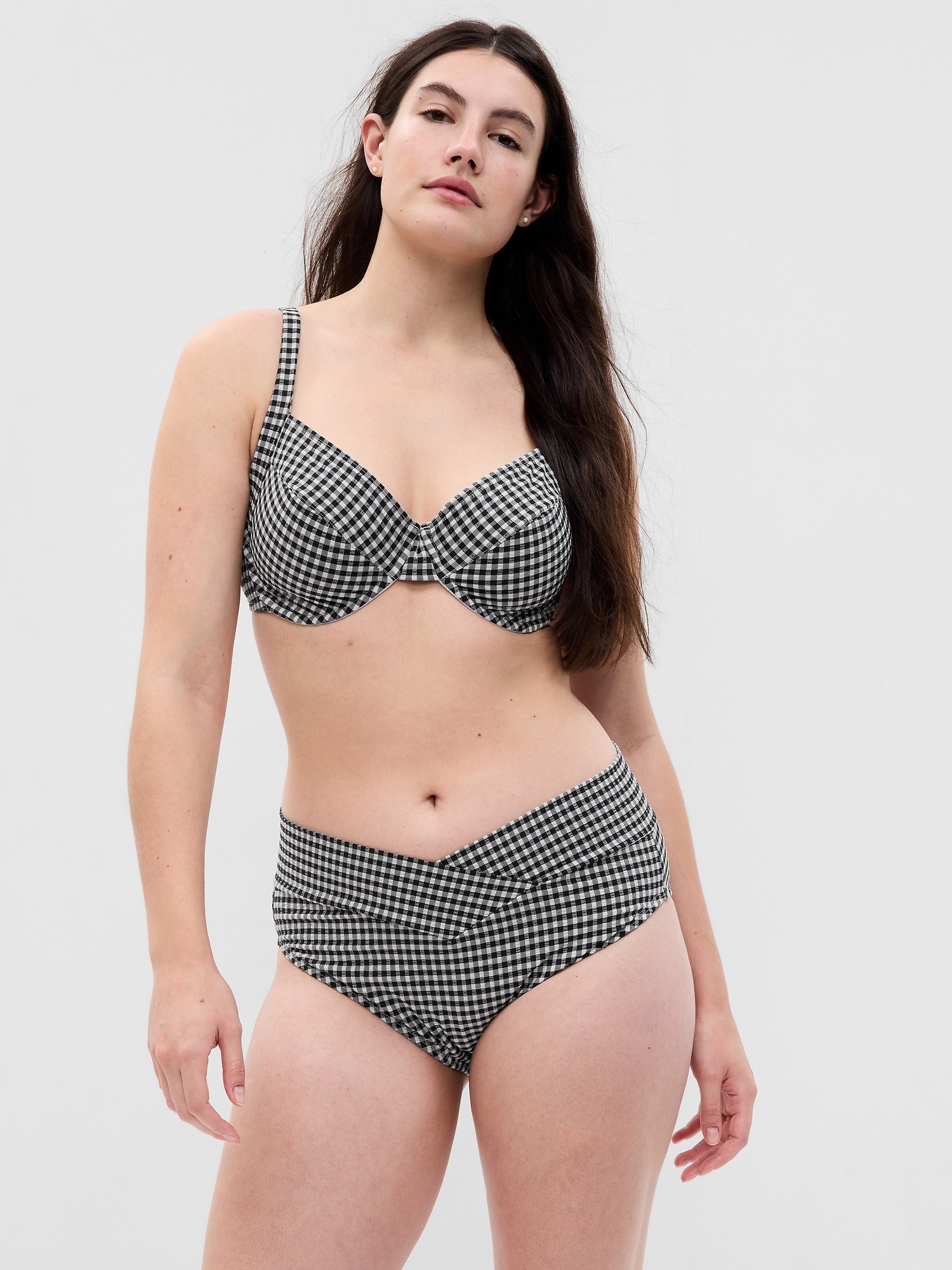 Textured Gingham Crossover Bikini Bottom | Gap