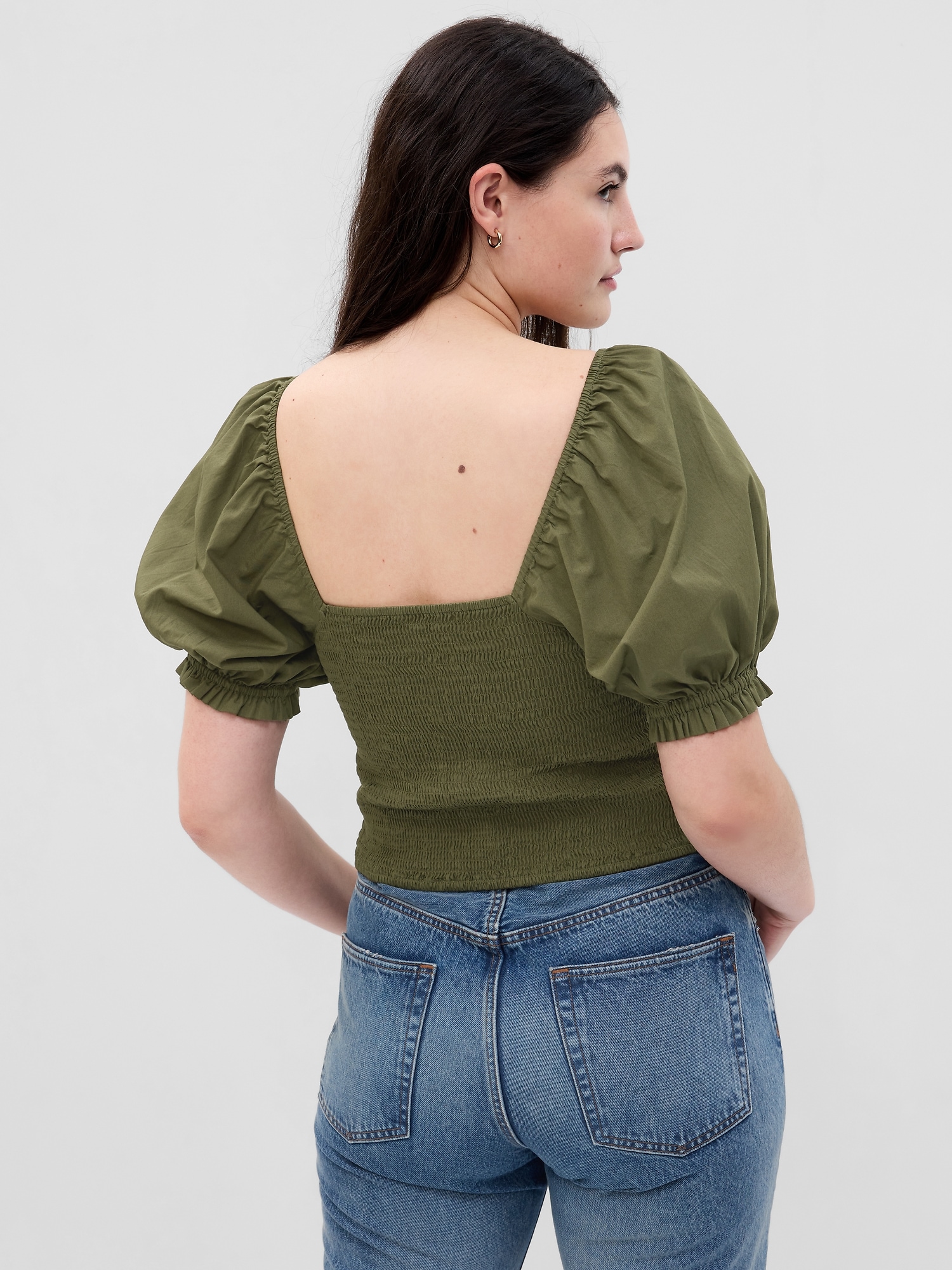 Puff Sleeve Sweetheart Crop Top | Gap