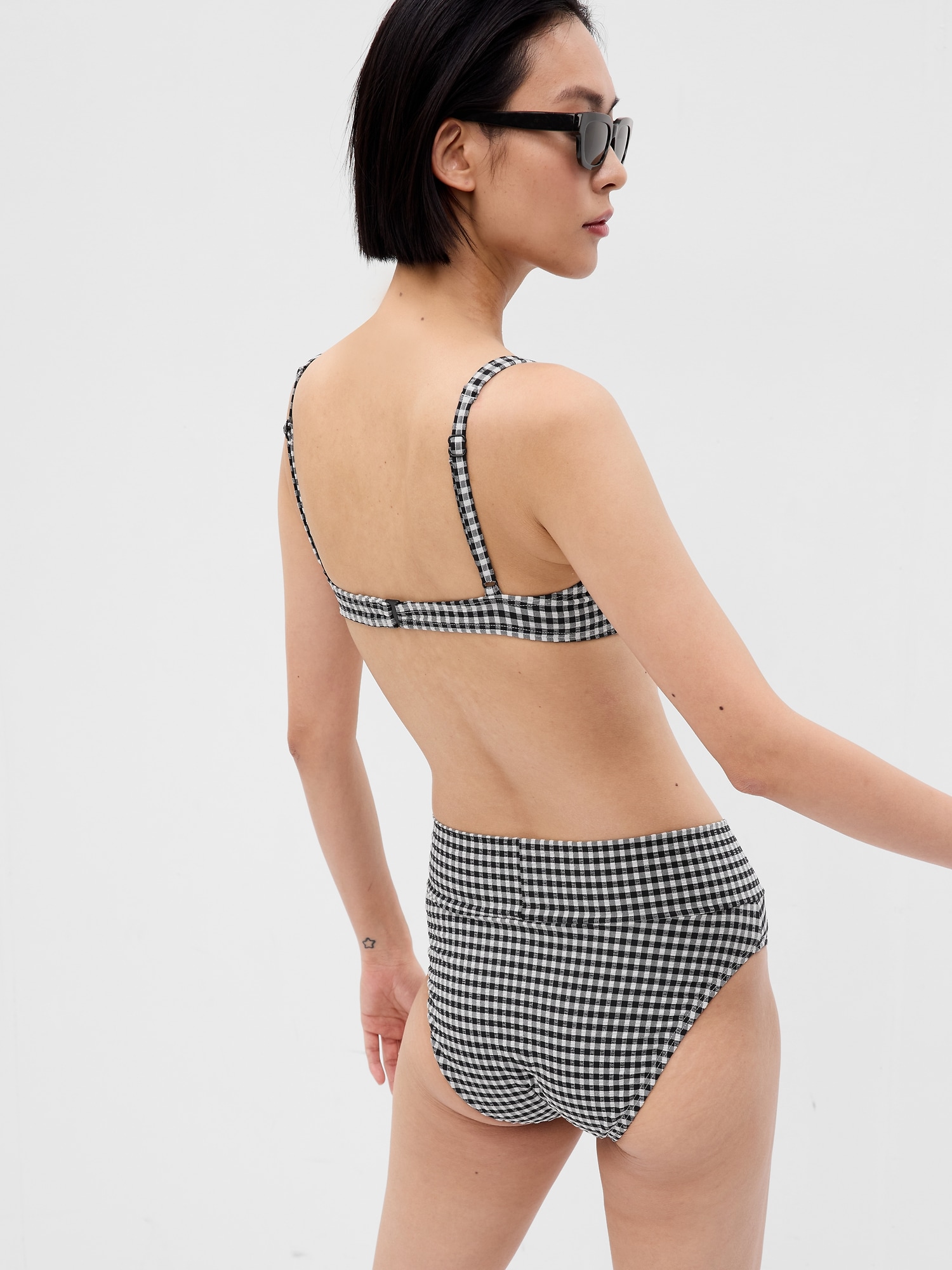 Textured Gingham Crossover Bikini Bottom | Gap