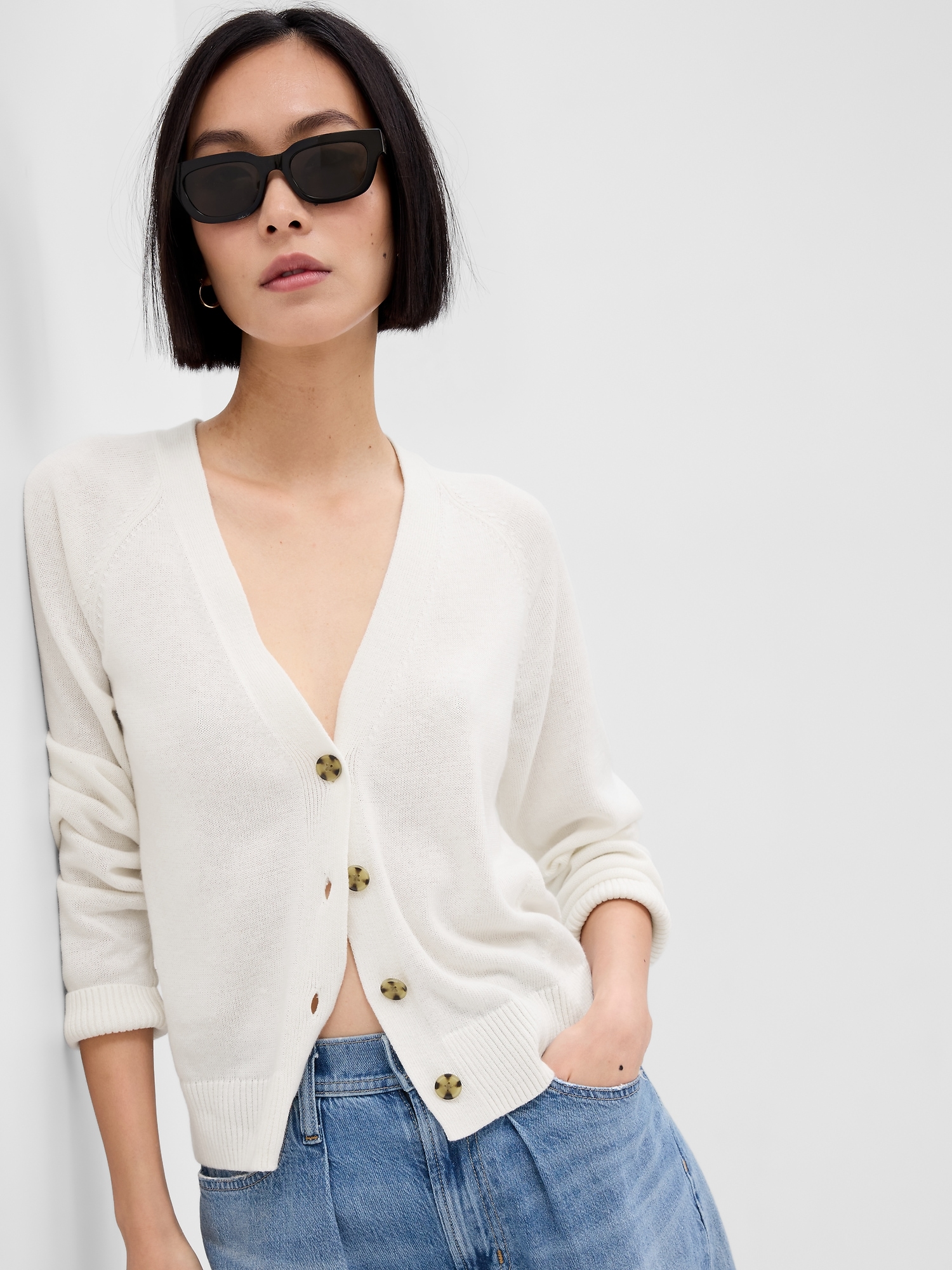 Linen-Blend Cardigan | Gap