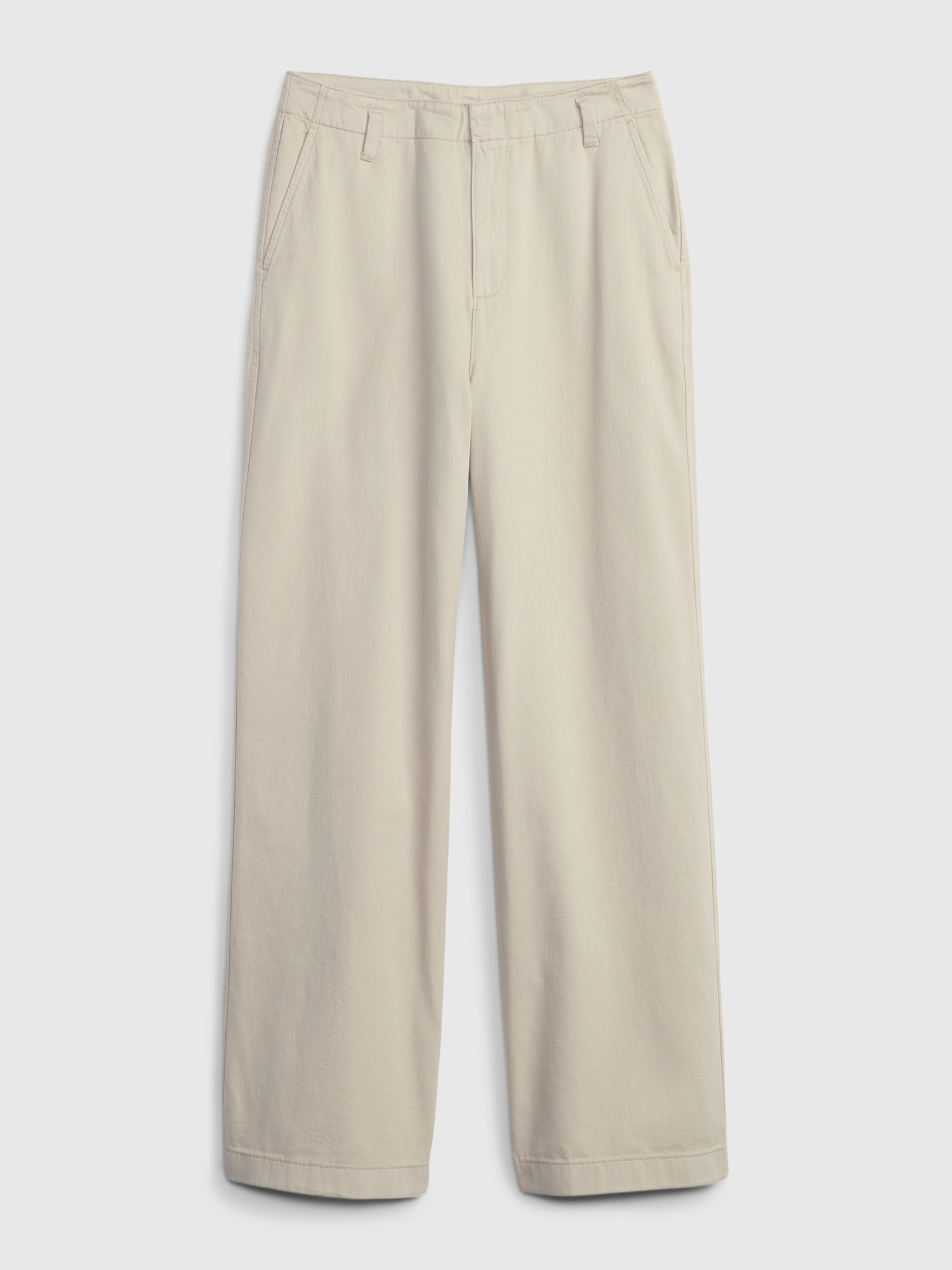 Mid Rise Twill Wide-Leg Khakis | Gap