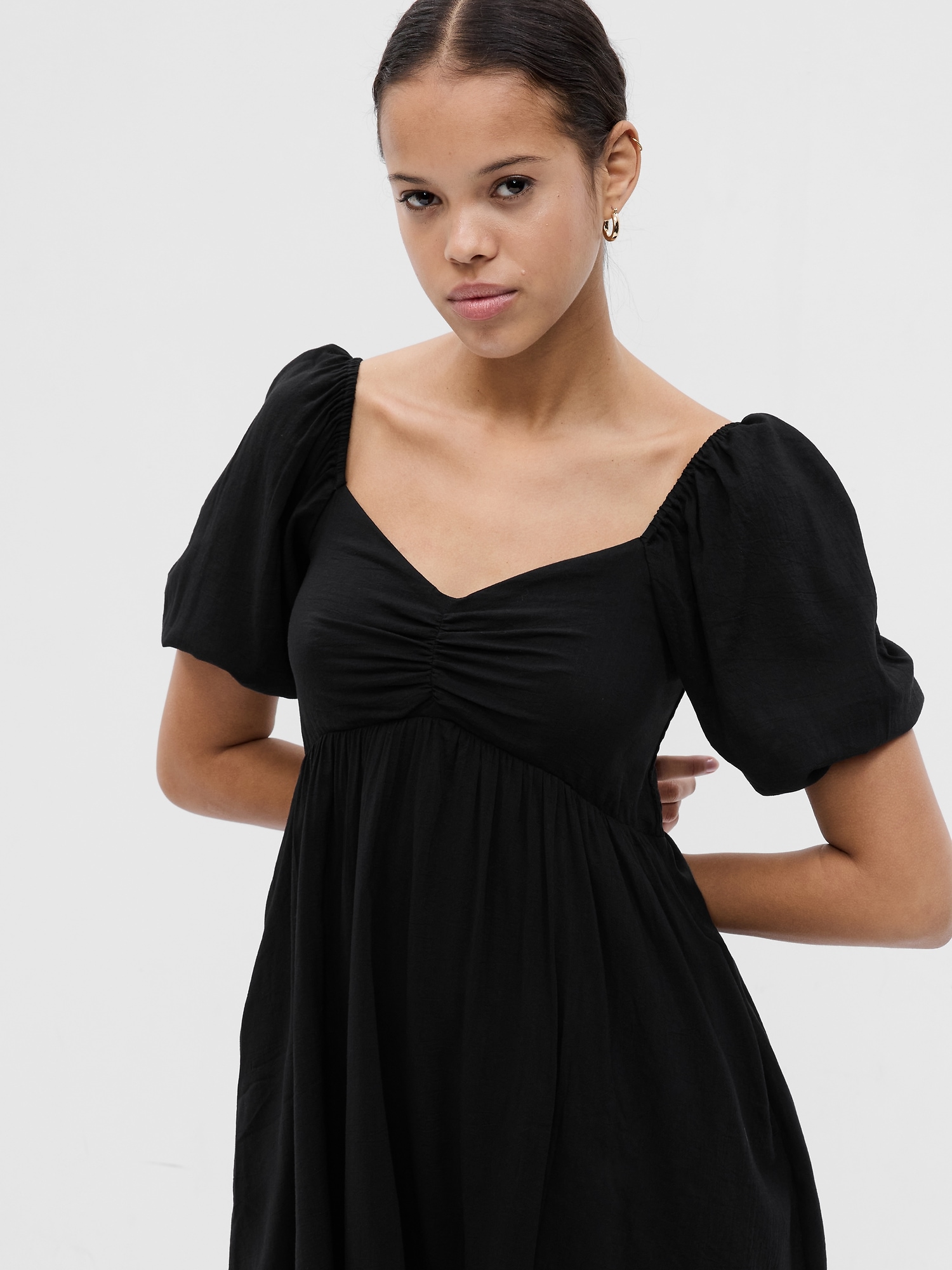 Puff Sleeve Empire Waist Mini Dress | Gap