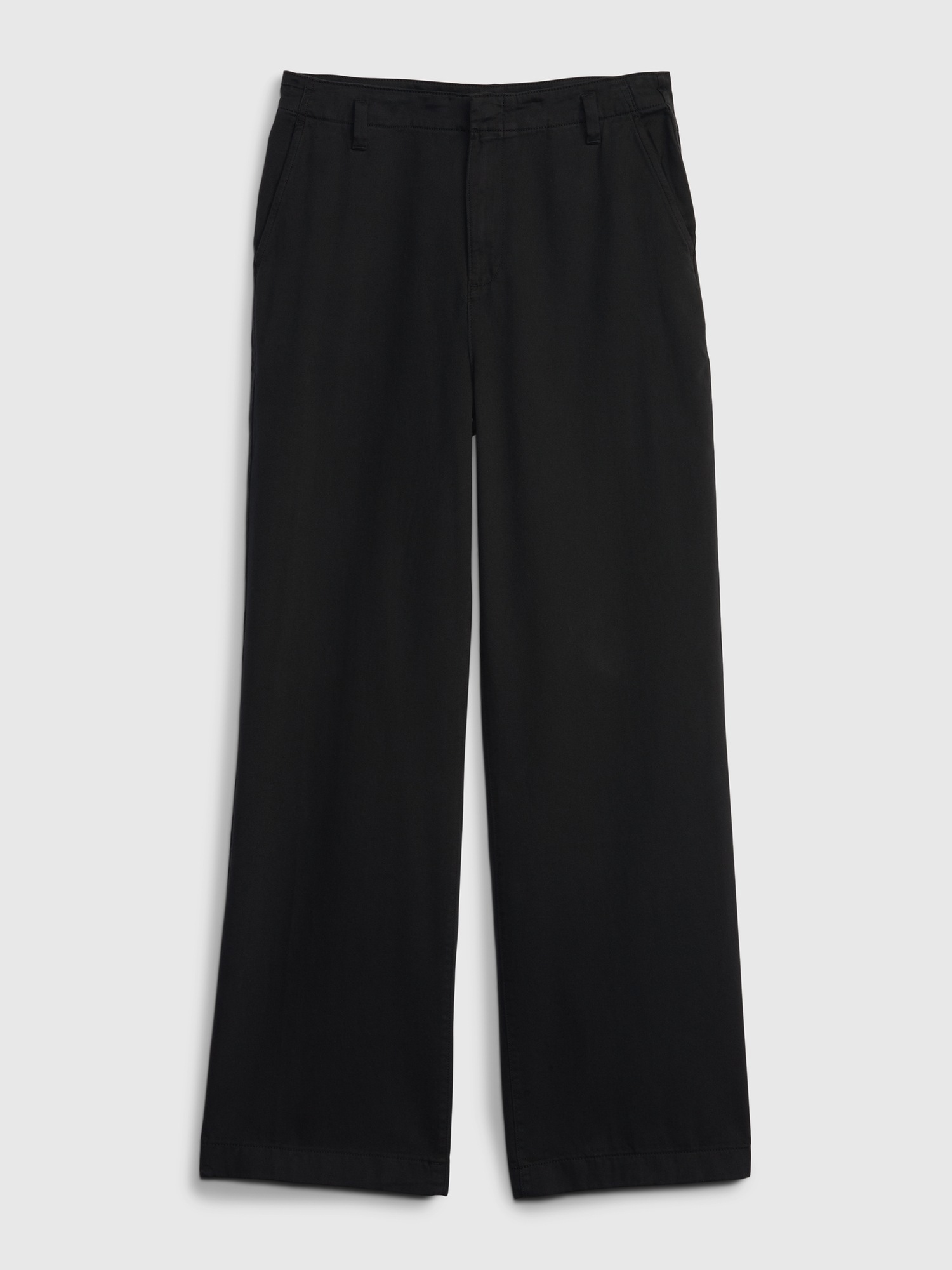 Mid Rise Twill Wide Leg Khakis Gap