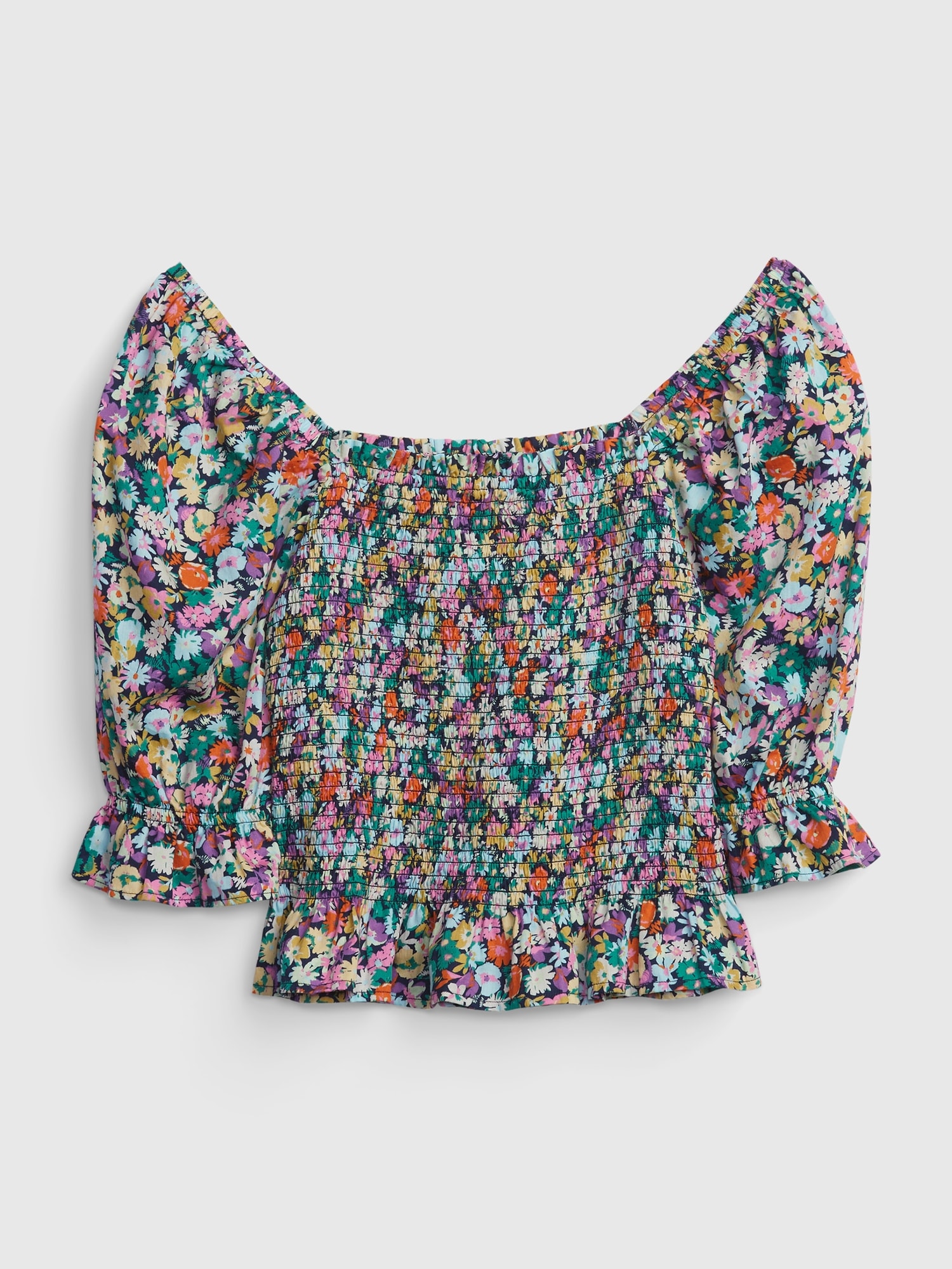 Puff Sleeve Smocked Peplum Top | Gap