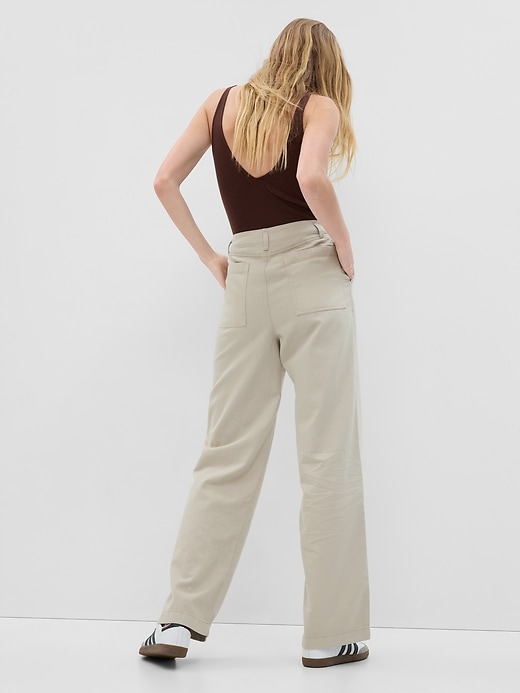 Twill Wide-Leg Khakis | Gap