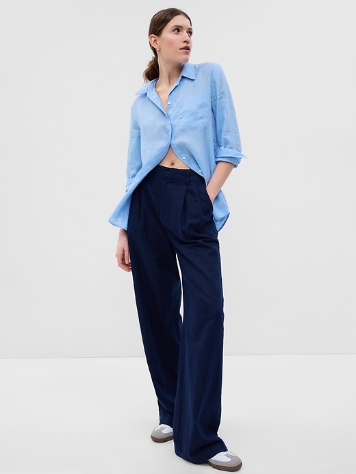 Linen Boyfriend Shirt Gap