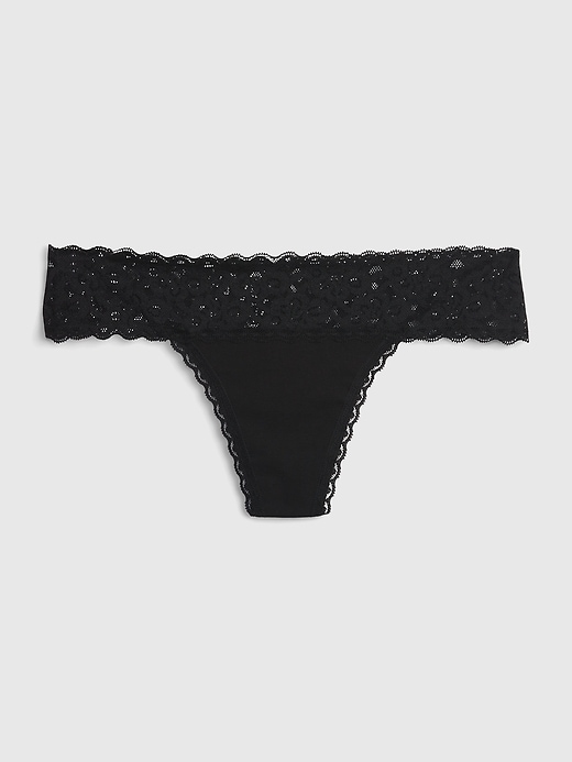 Organic Stretch Cotton Lace Thong Gap