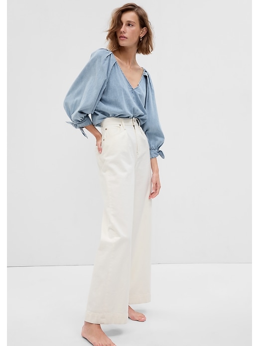 Denim Balloon Sleeve Top with Washwell | Gap