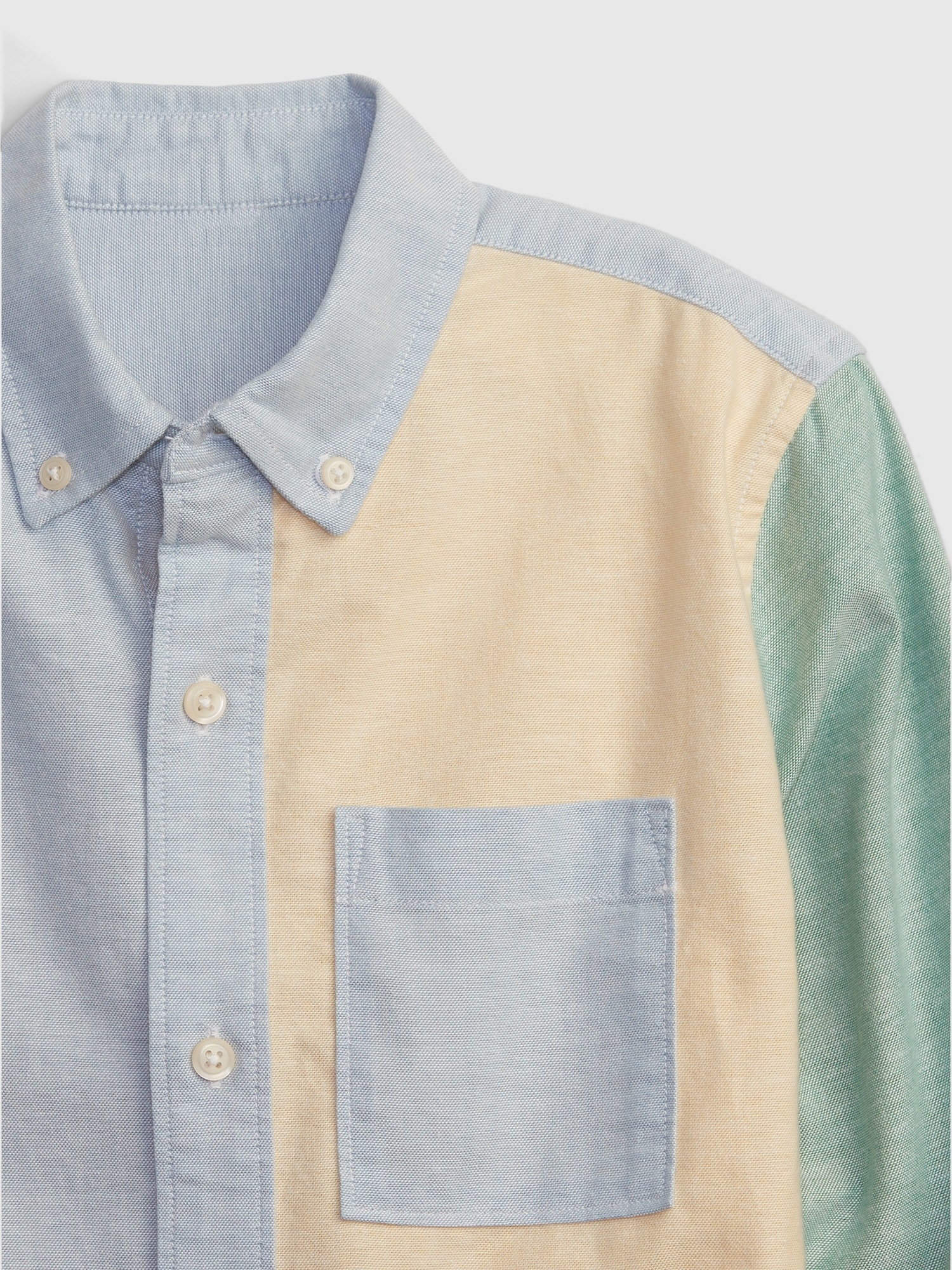 Kids Linen-Cotton Colorblock Oxford Shirt | Gap