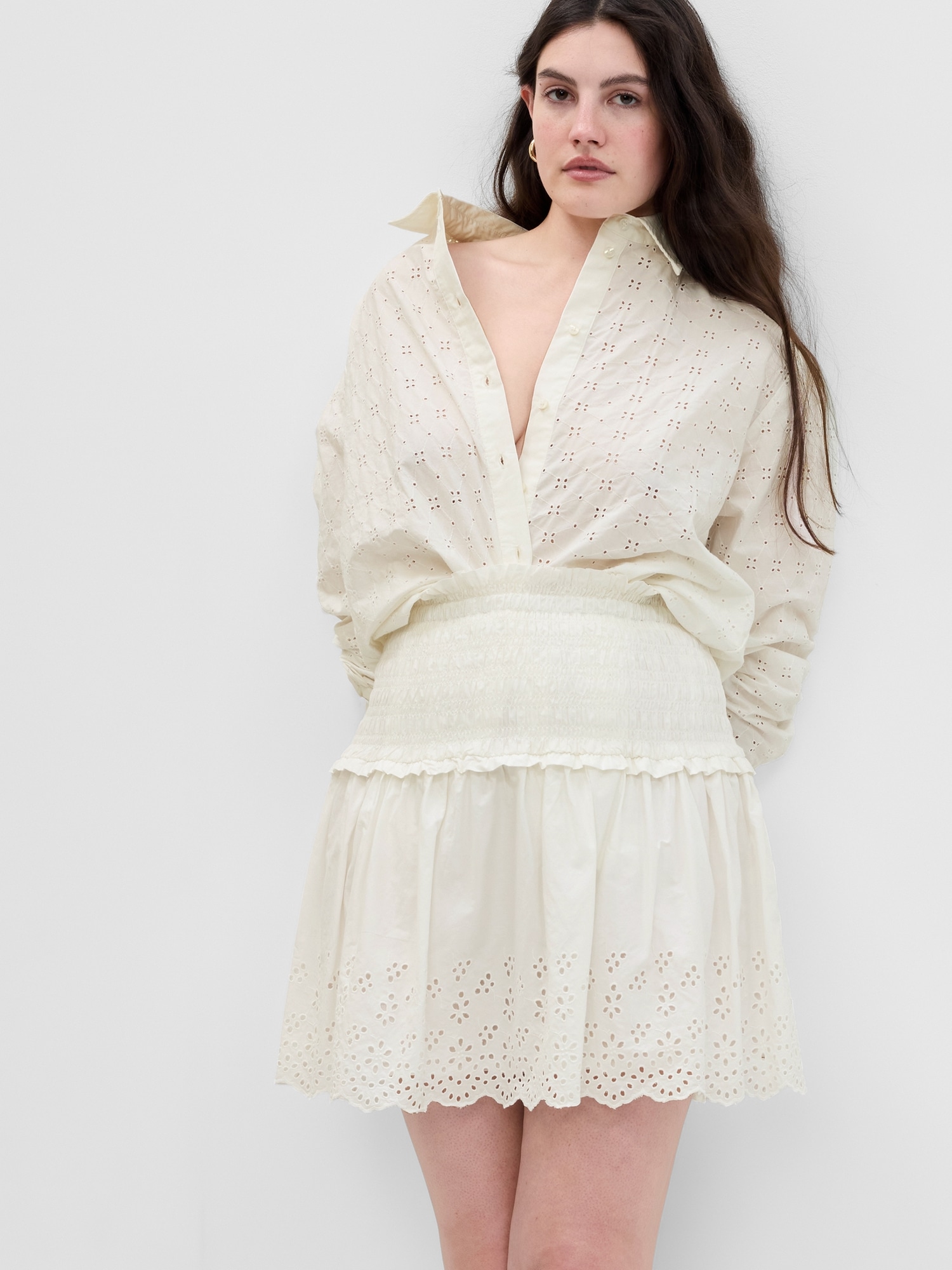 Eyelet Lace Boyfriend Shirt | Gap