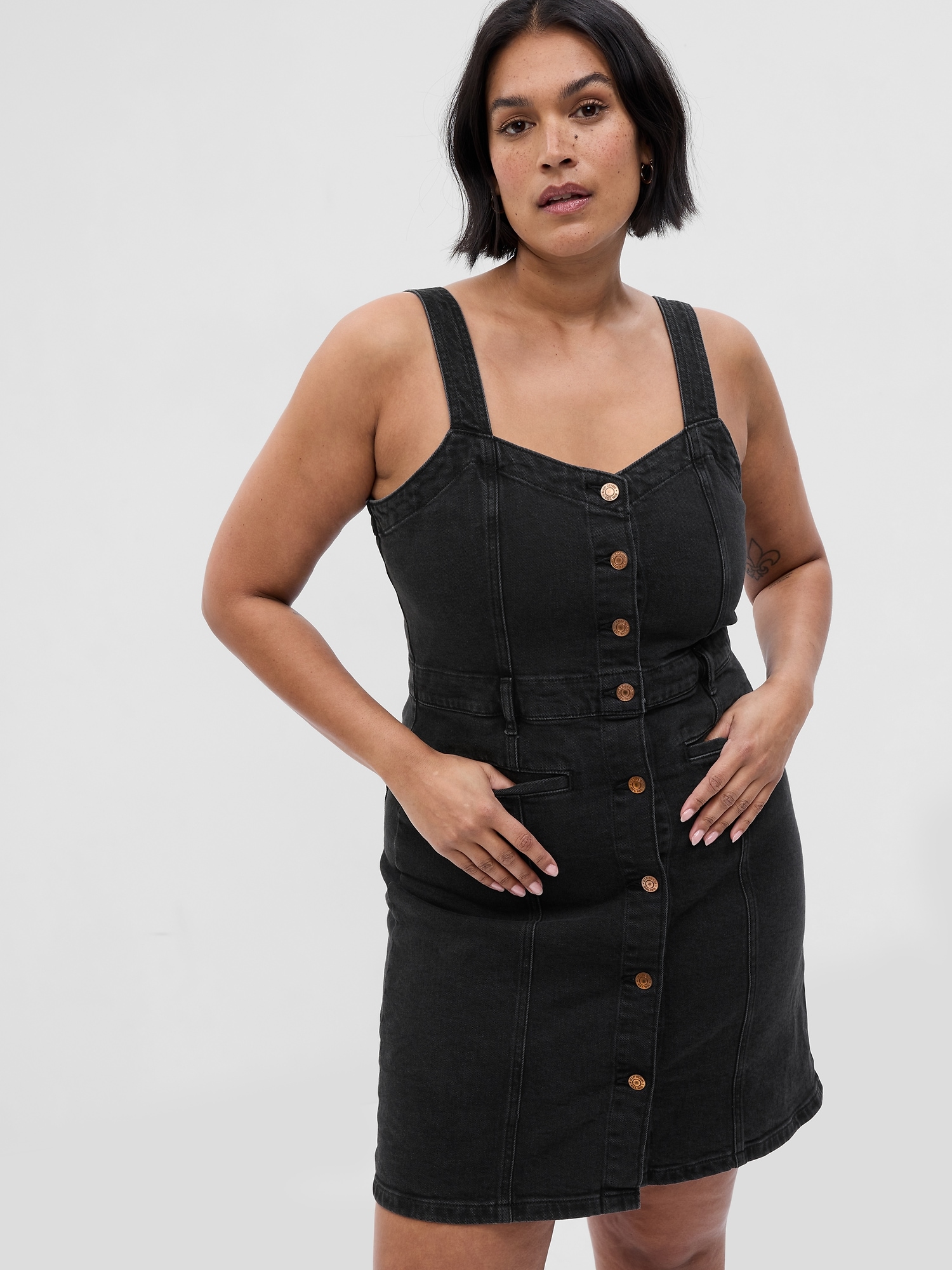 Button-Front Denim Mini Dress | Gap