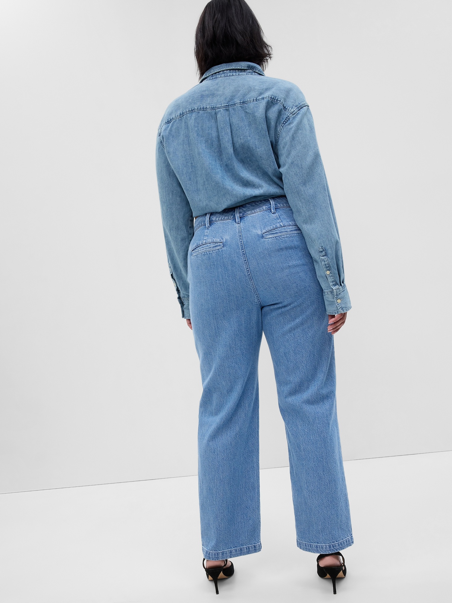 High Rise Denim Wide-Leg Trousers with Washwell | Gap
