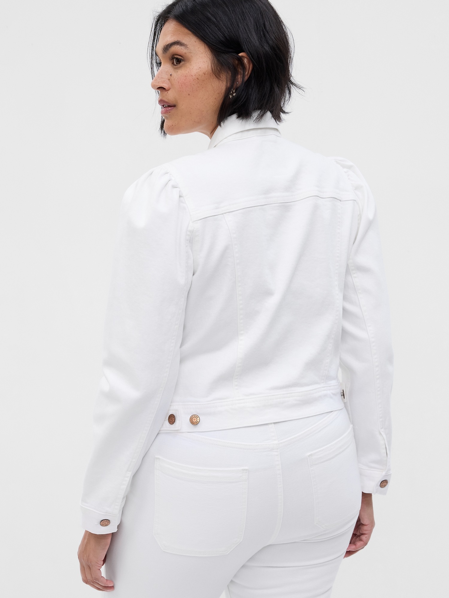 Puff Sleeve Denim Jacket with Washwell | Gap