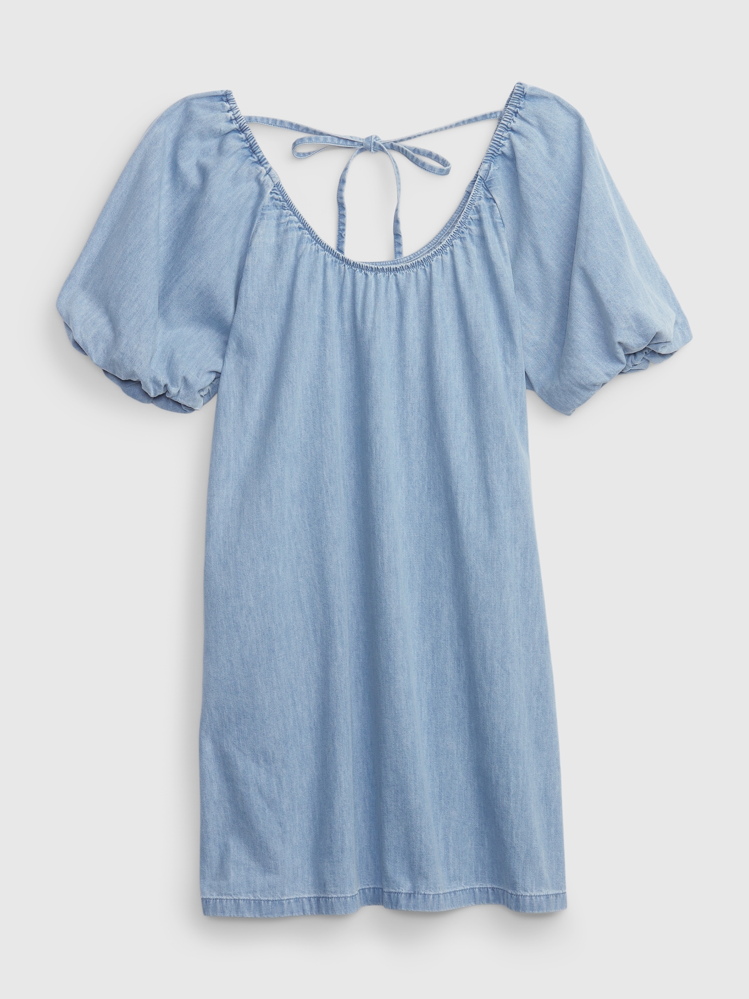 100% Organic Cotton Denim Puff Sleeve Mini Dress with Washwell | Gap