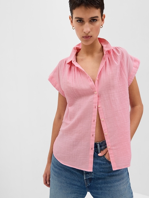 Crinkle Gauze Shirt Gap