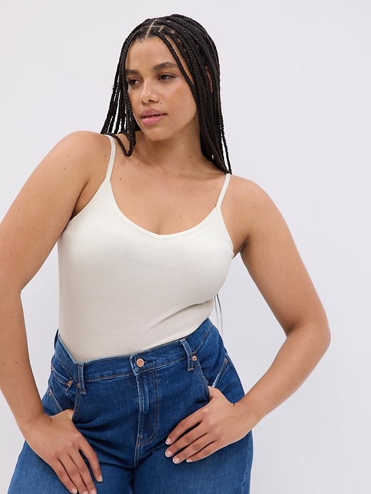 Mini Rib Cropped Tank Top with Shelf-Bra | Gap