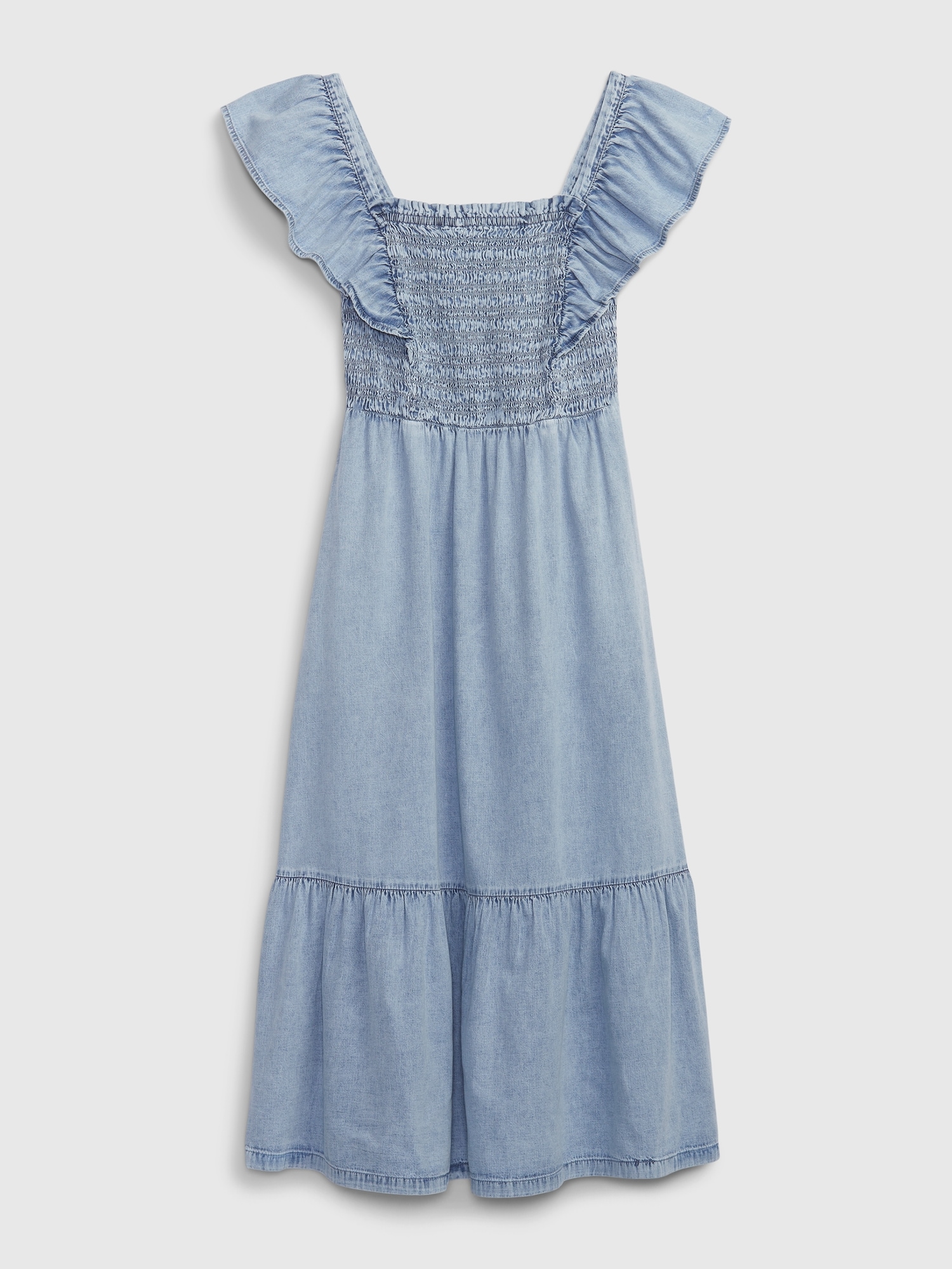 Smocked Flutter Sleeve Denim Midi Dress with Washwell | Gap