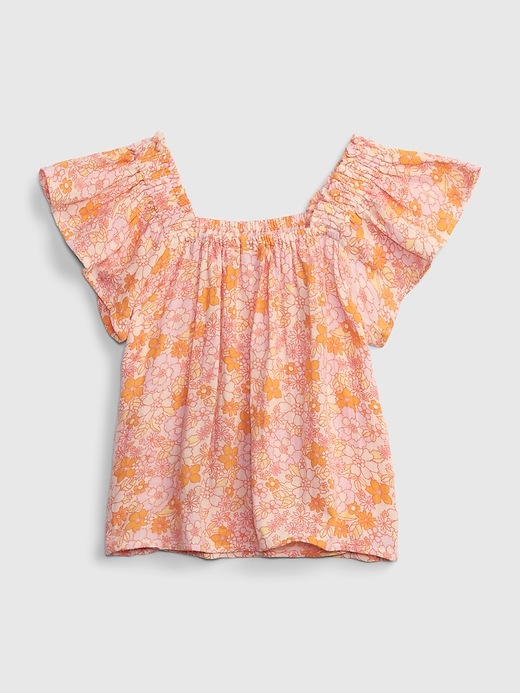 Kids Crinkle Gauze Flutter Sleeve Top | Gap