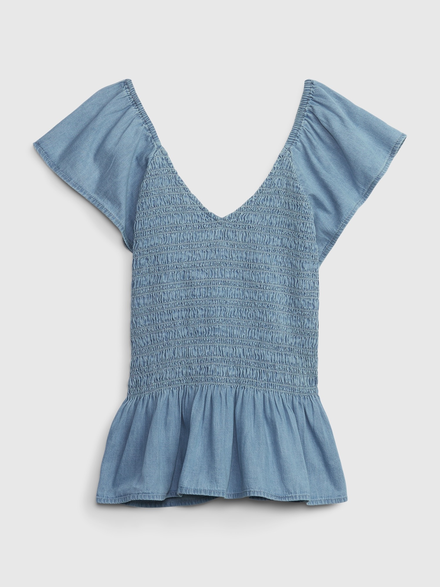 Ruffle Sleeve Denim Peplum Top with Washwell | Gap
