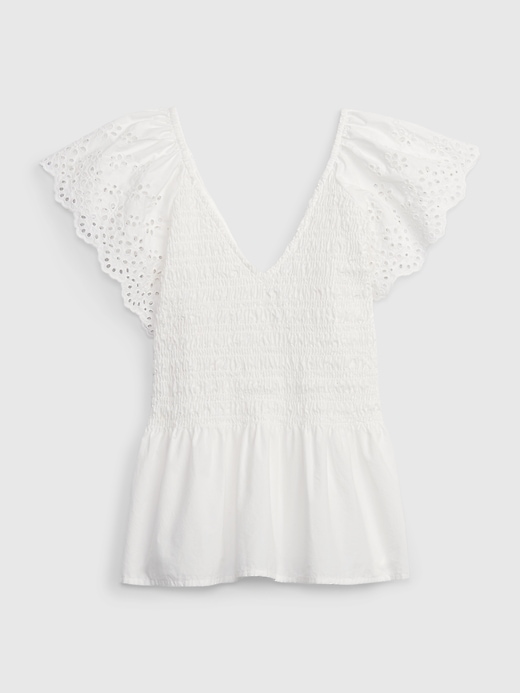 Ruffle Sleeve Smocked Peplum Top Gap