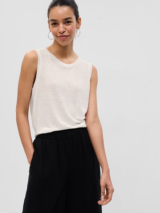 Linen-Blend Shell Tank Top | Gap