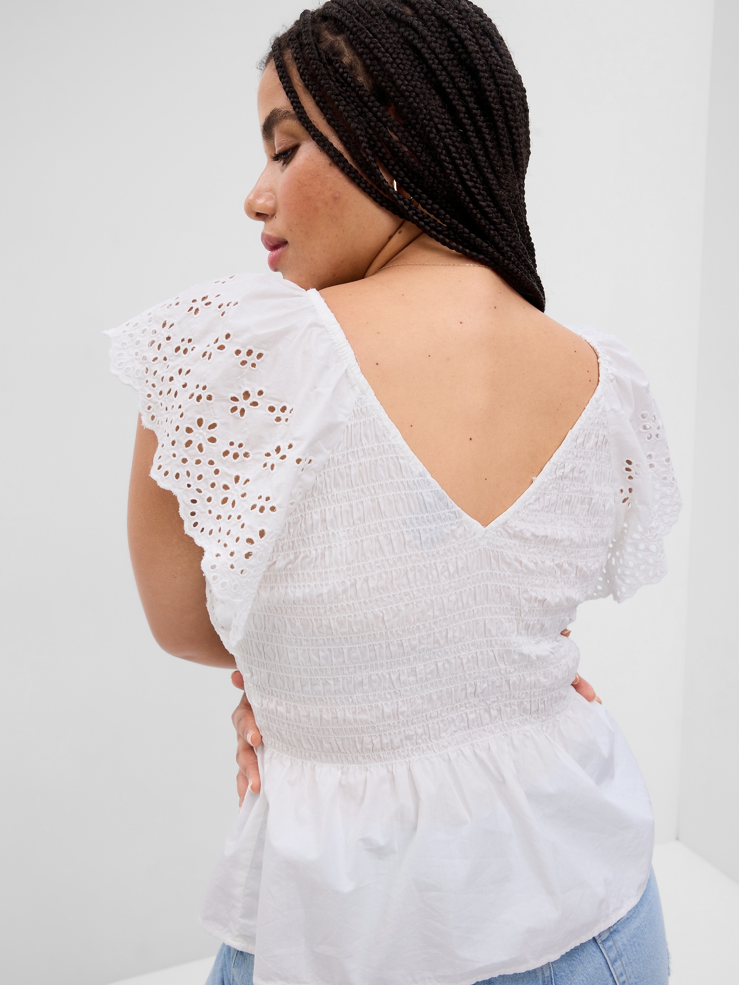 Ruffle Sleeve Smocked Peplum Top | Gap