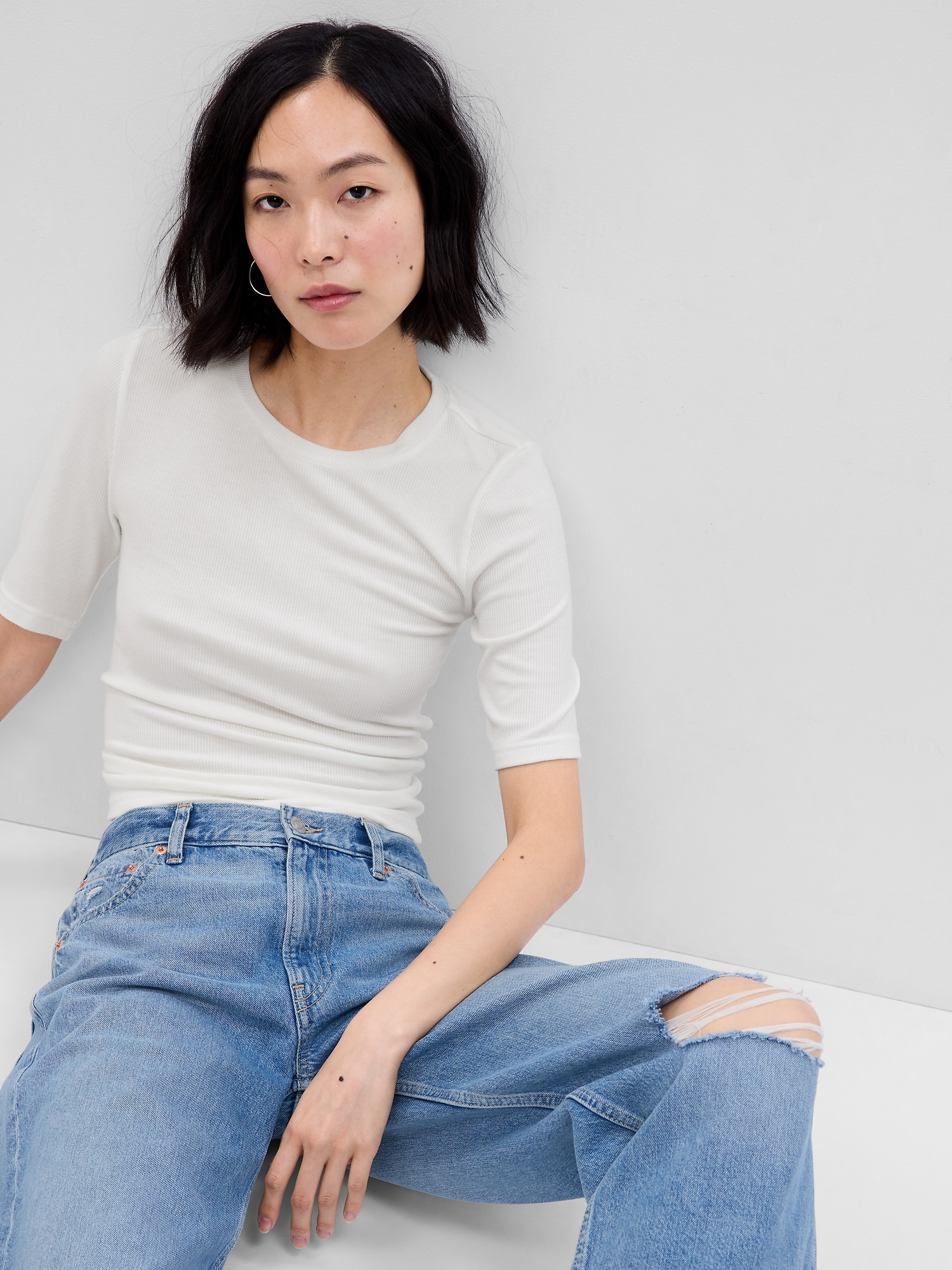 Mini Rib Keyhole T-Shirt | Gap