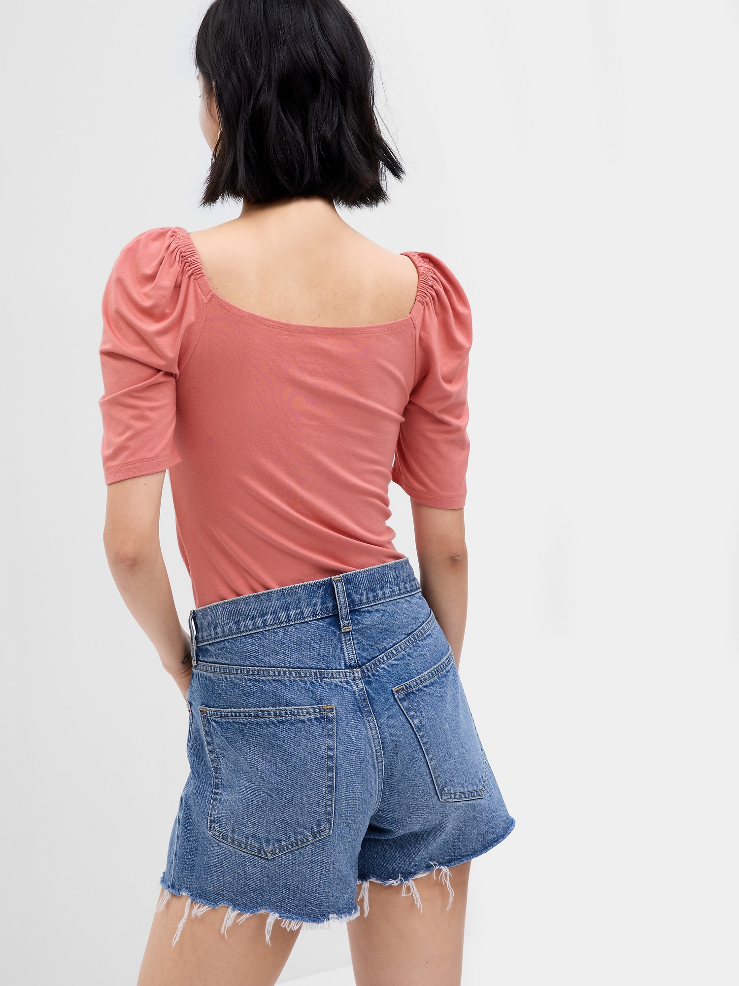 Puff Sleeve Ruched T Shirt Gap