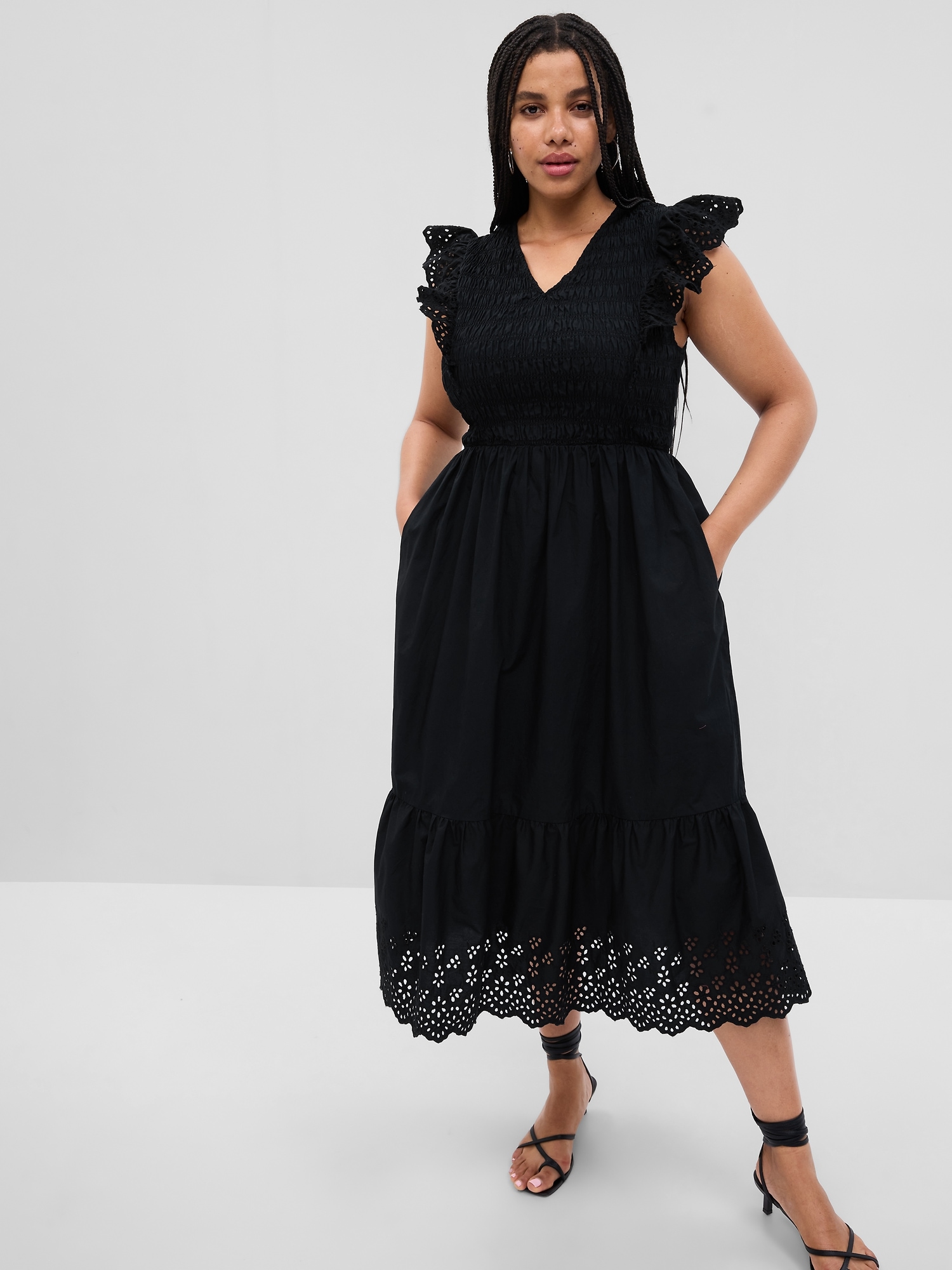 Ruffle Sleeve Smocked Midi Dress | Gap