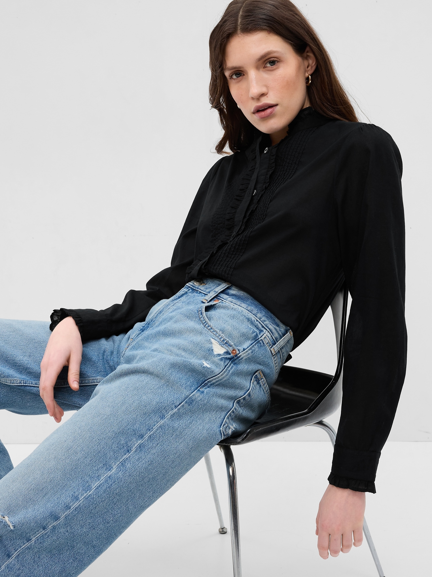 Ruffle Pintuck Shirt | Gap