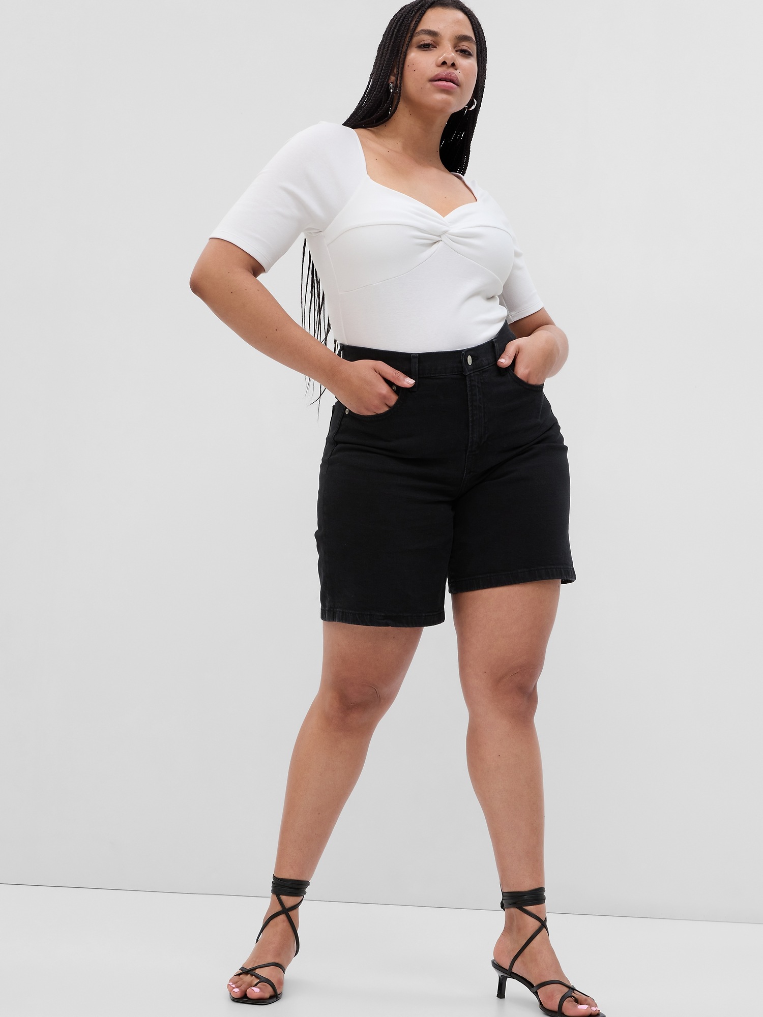 10" High Rise Stride Denim Bermuda Shorts | Gap