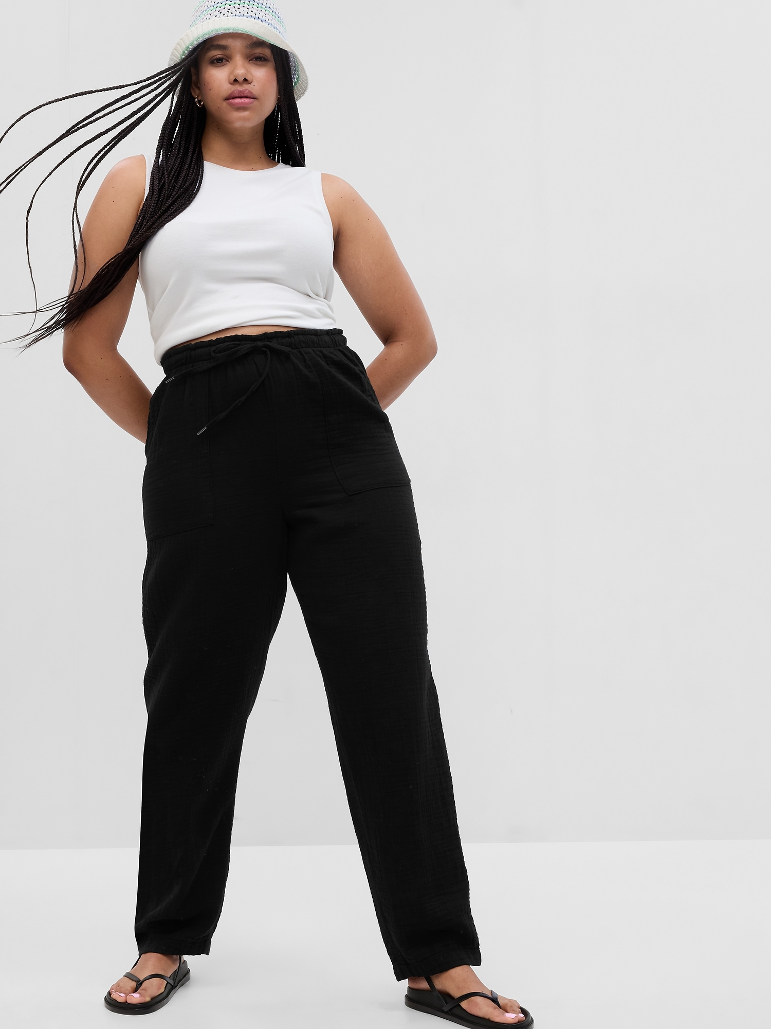 High Rise Crinkle Gauze Pants | Gap