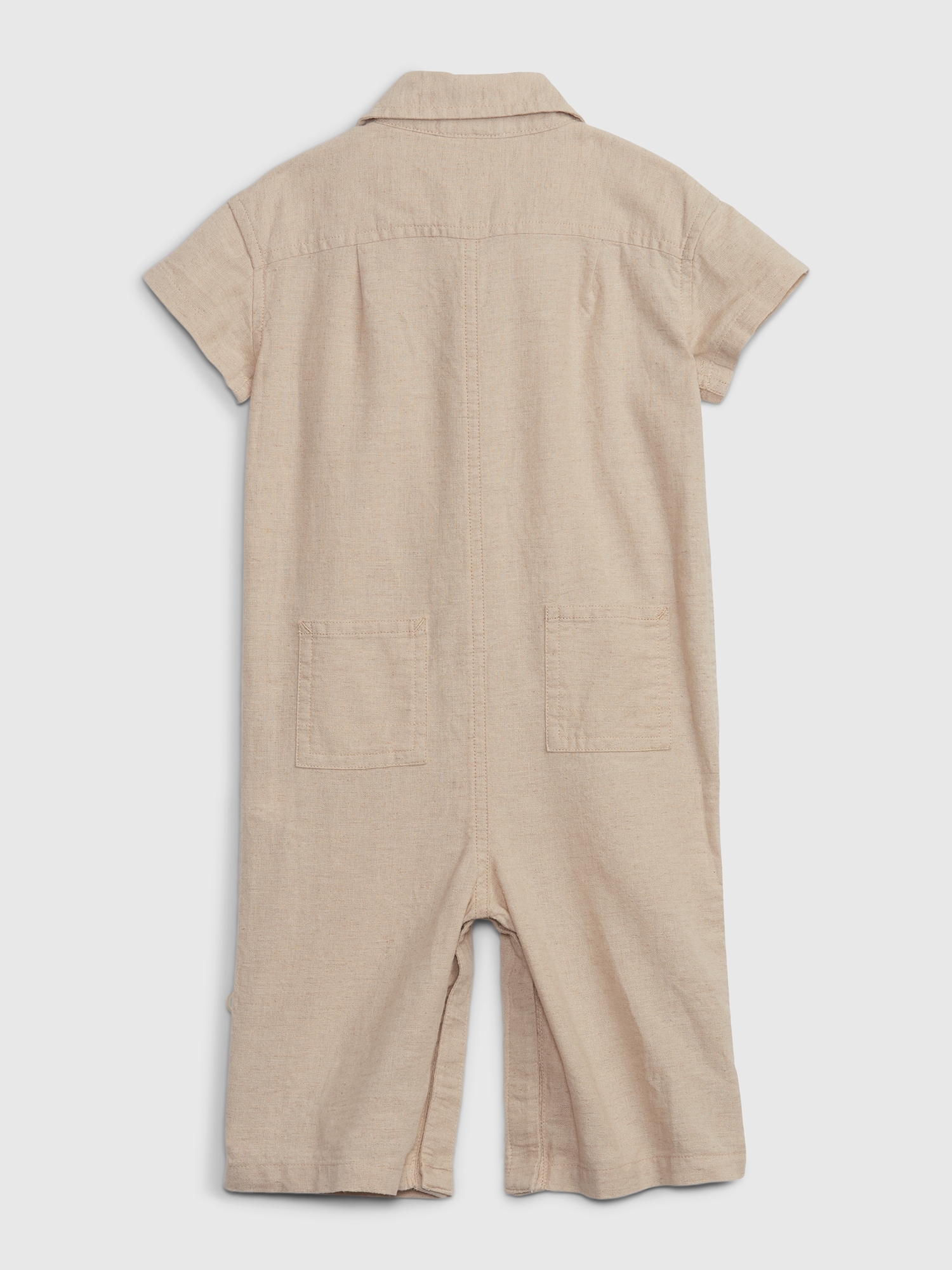 Baby Linen-Cotton Roll-Cuff Shorty One-Piece | Gap