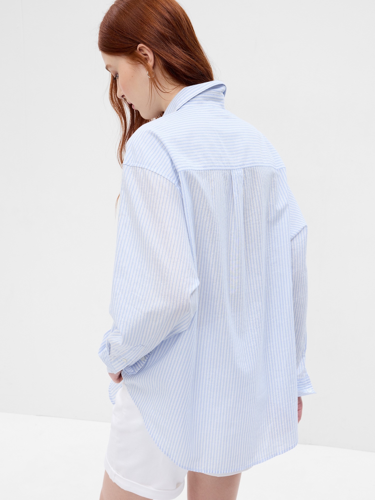 Metallic Stripe Big Shirt | Gap
