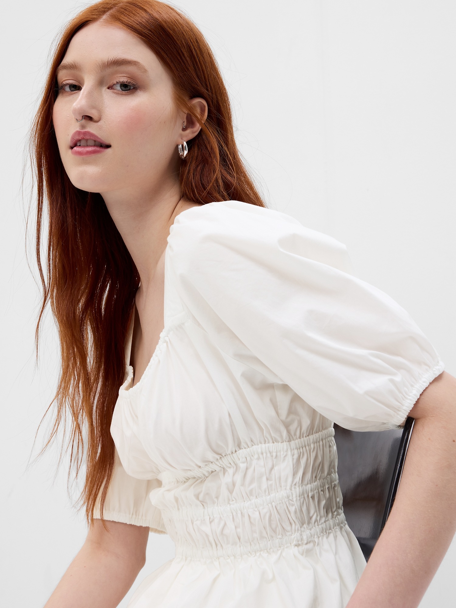 Puff Sleeve Cinched Waist Top | Gap