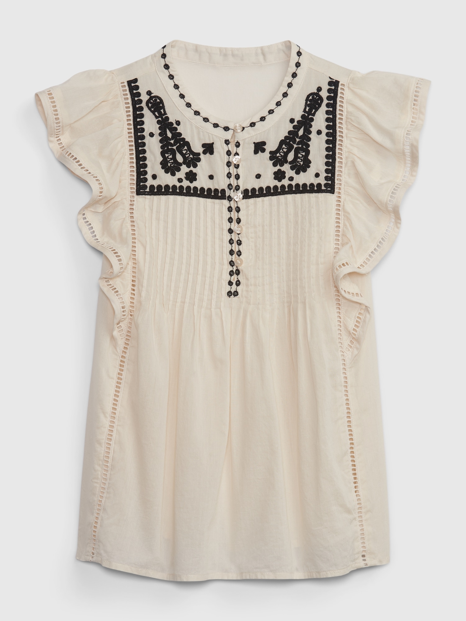 Embroidered Flutter Sleeve Top | Gap