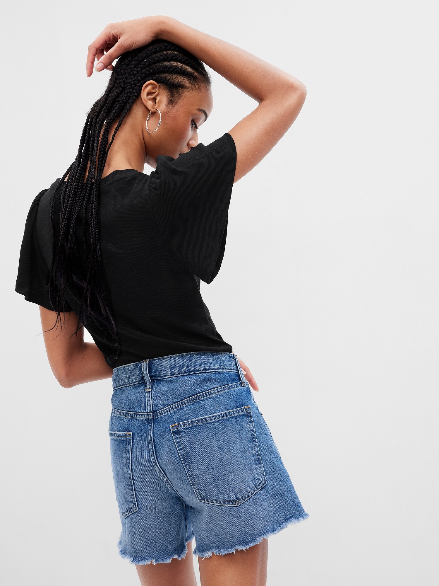 Essential Rib Flutter Sleeve T Shirt Gap