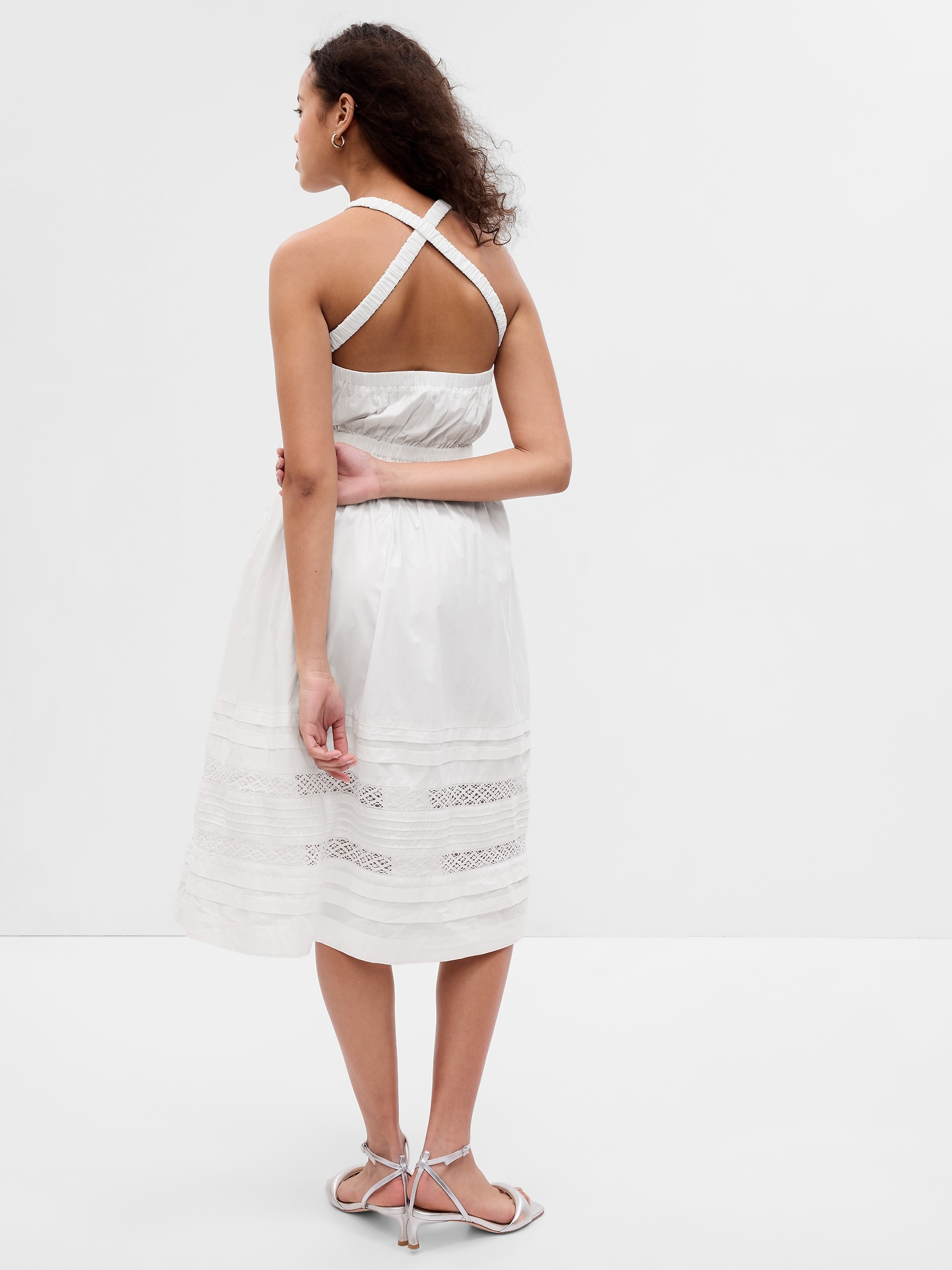Lace Cross-Back Midi Dress | Gap
