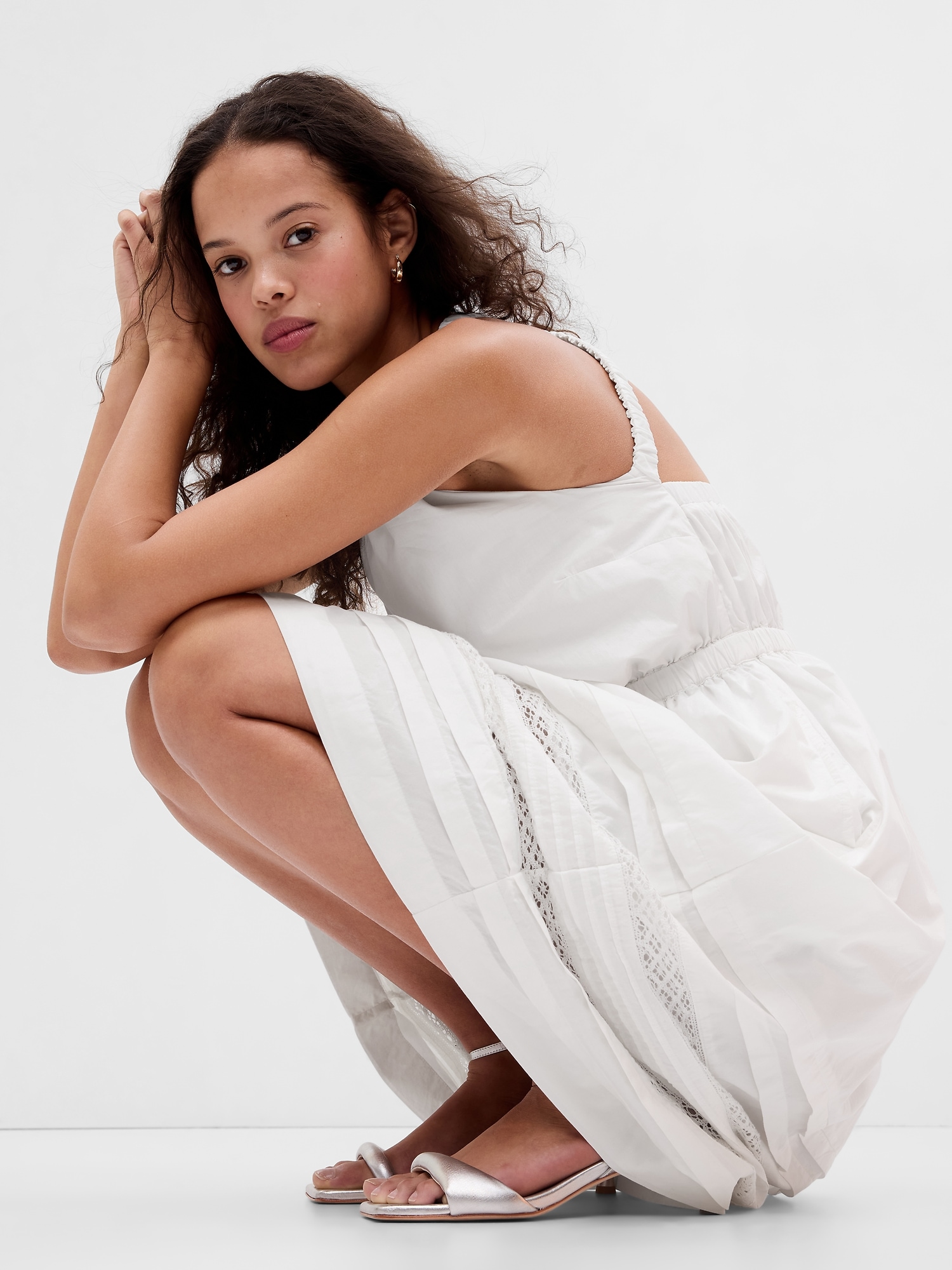 Lace Cross-Back Midi Dress | Gap